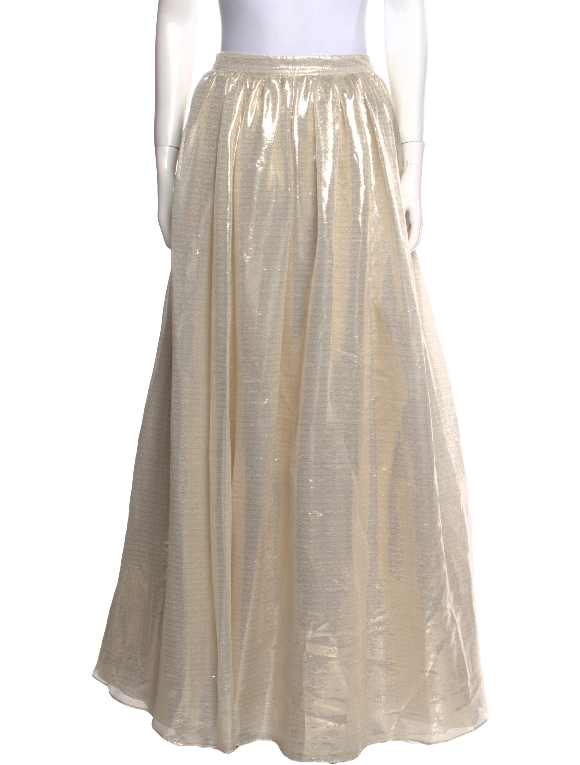 Alice + Olivia Silk Long Skirt - Gold Skirts, Clothing - WAO382402 ...