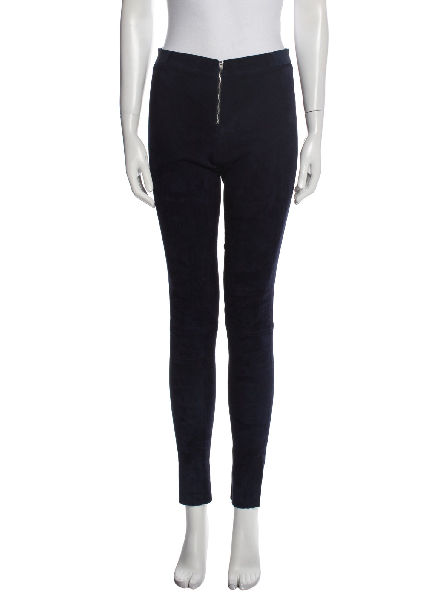 Alice + Olivia Lambskin Skinny Leg Pants - Blue, 9" Rise Pants ...