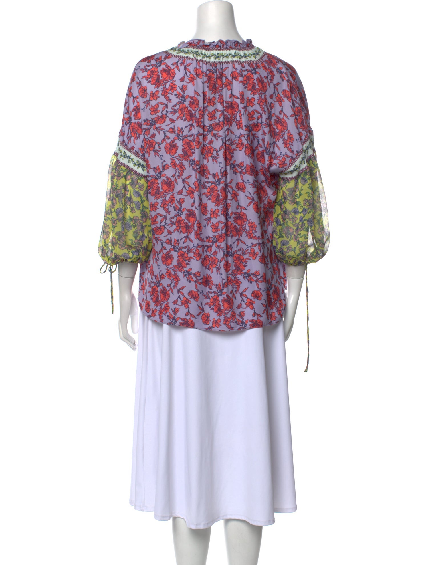 Alice + Olivia Floral Print Tie Neck Blouse - Purple Tops, Clothing ...