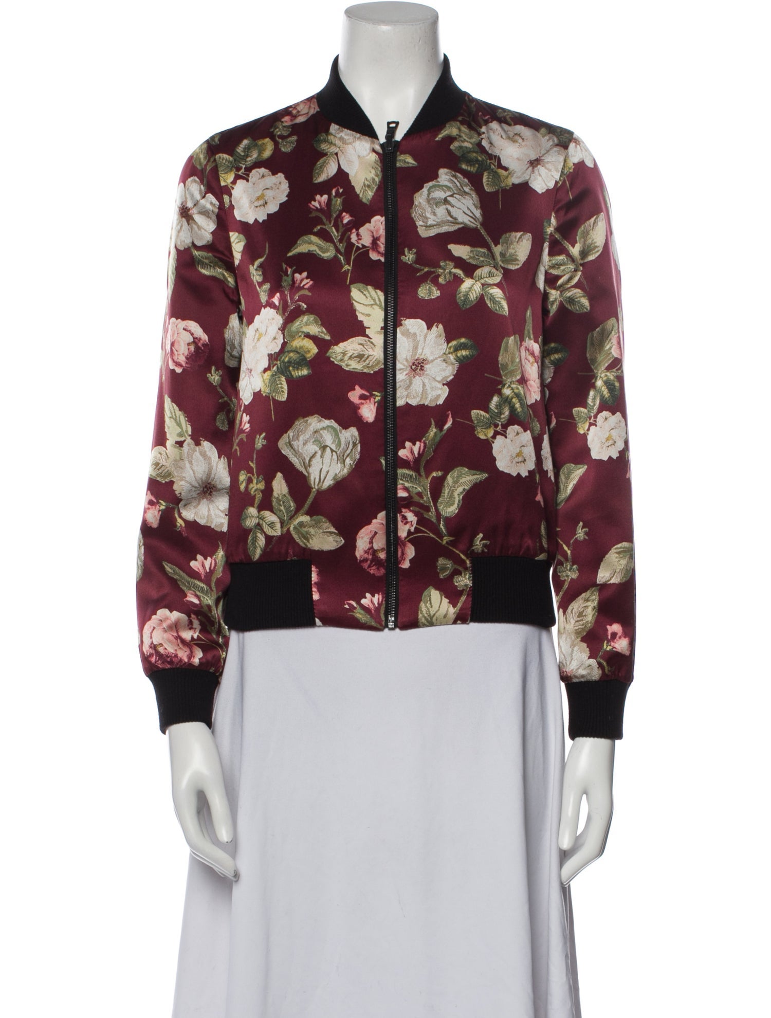 Alice + Olivia Silk Floral Print Bomber Jacket - Blue Jackets, Clothing ...