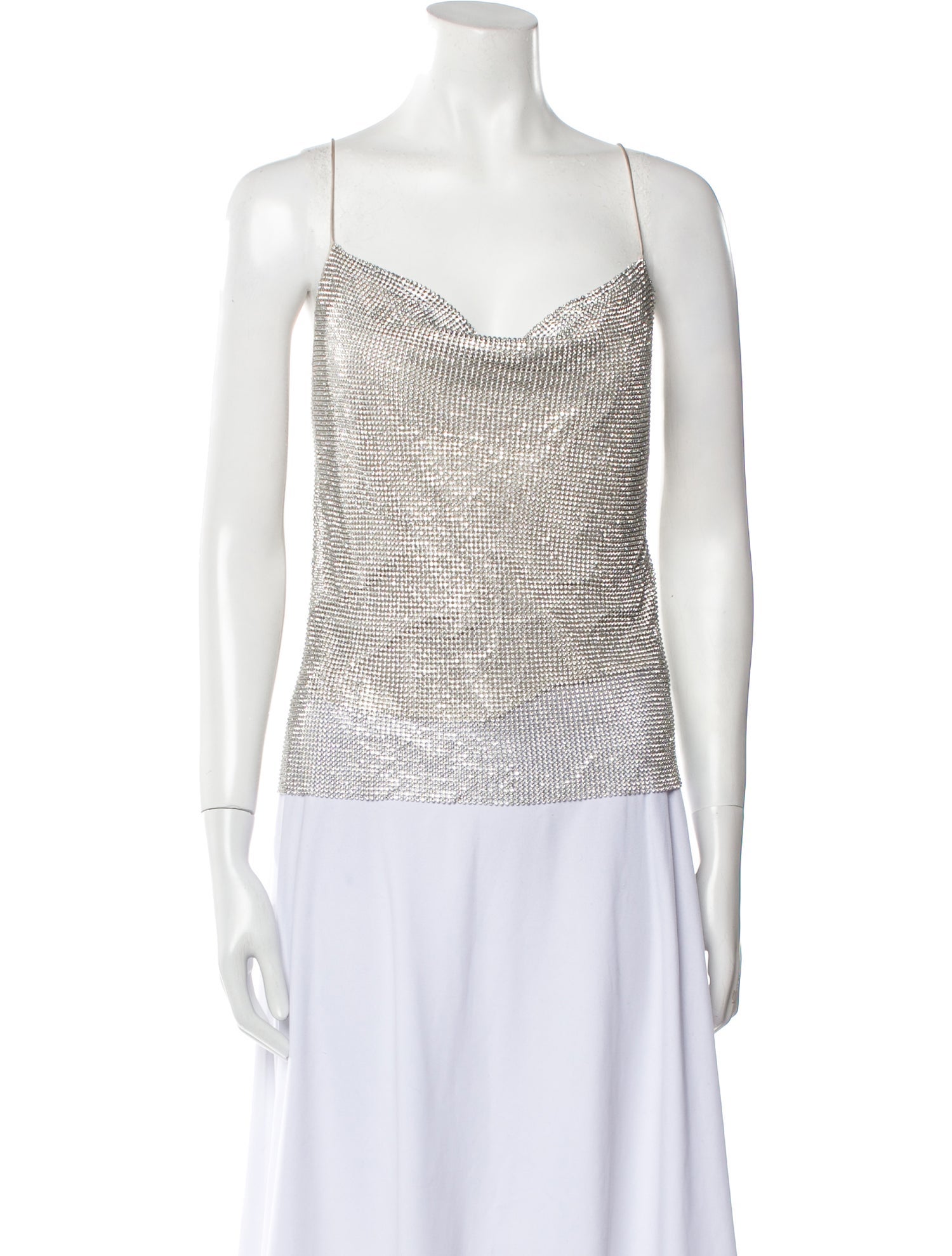 Alice + Olivia Cowl Neck Sleeveless Top - Silver Tops, Clothing ...