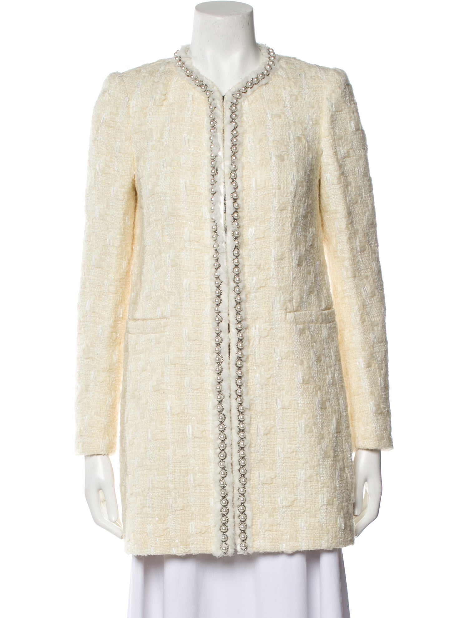 Alice + Olivia Tweed Pattern Jacket - White Jackets, Clothing ...