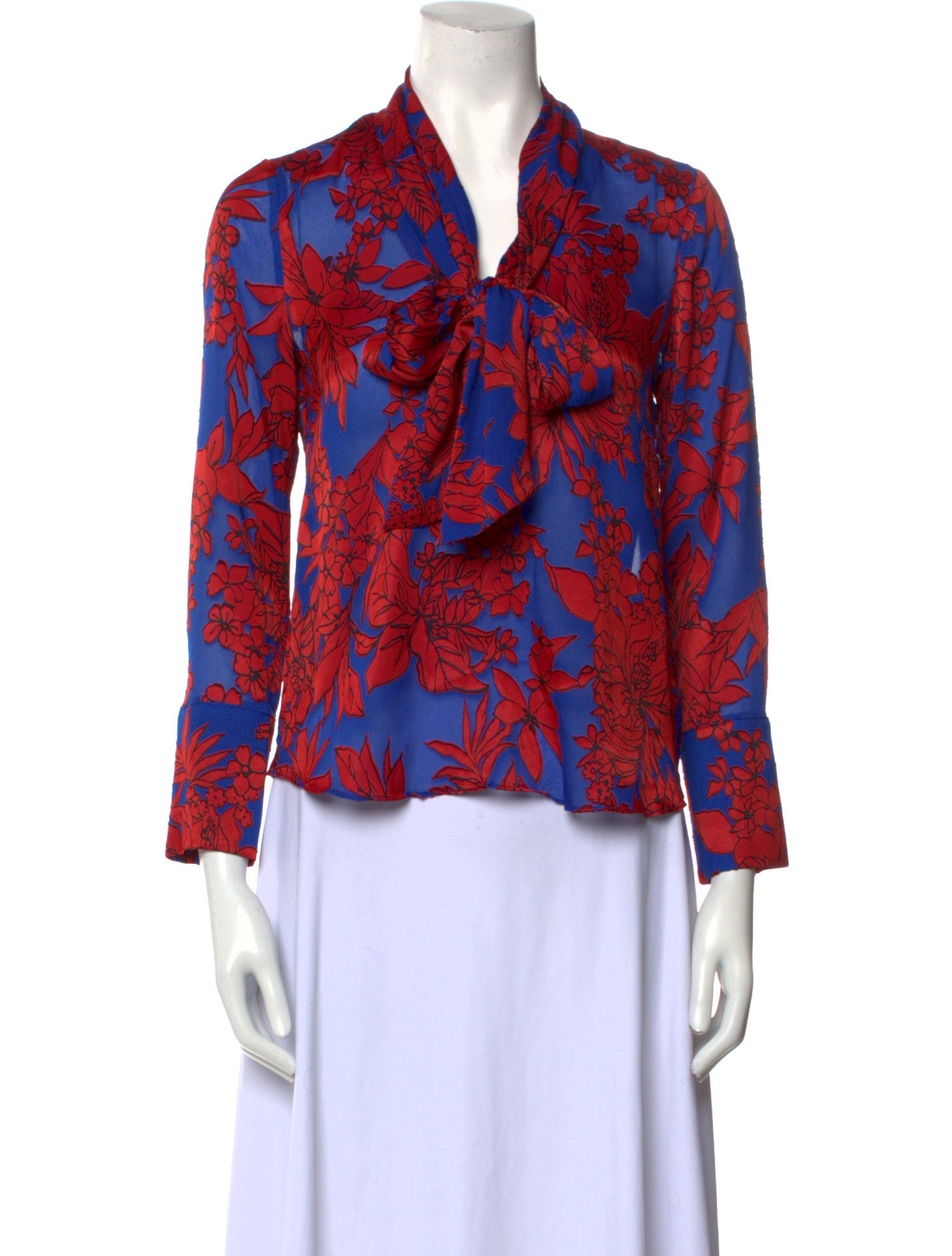 Alice + Olivia Floral Print V-Neck Blouse w/ Tags - Blue Tops, Clothing ...