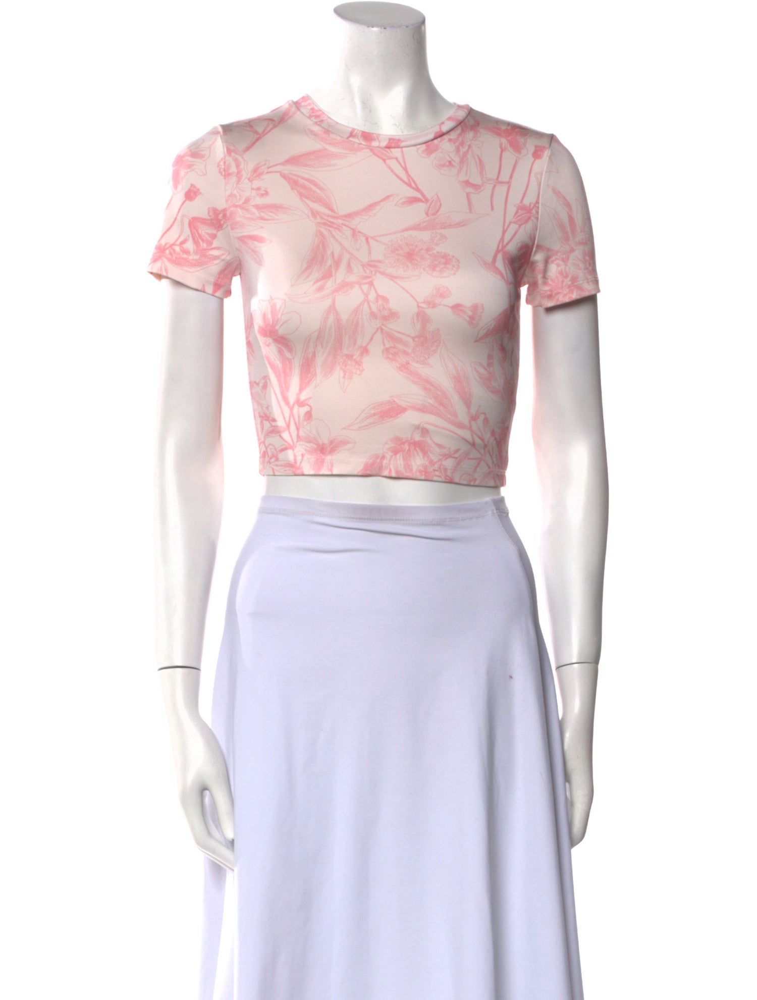Alice + Olivia Floral Print Crew Neck Crop Top - Pink Tops, Clothing ...