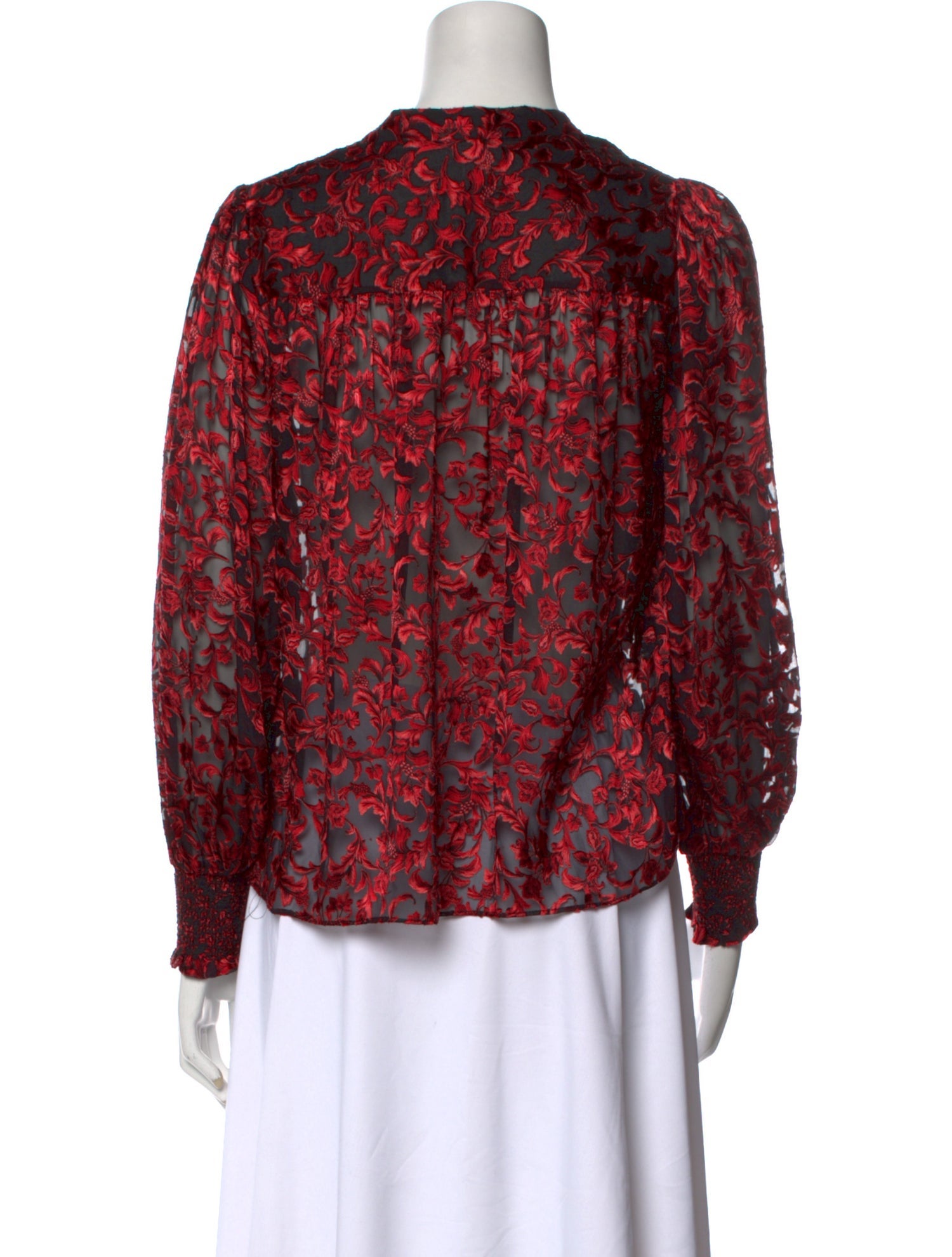 Alice + Olivia Floral Print V-Neck Blouse - Red Tops, Clothing ...