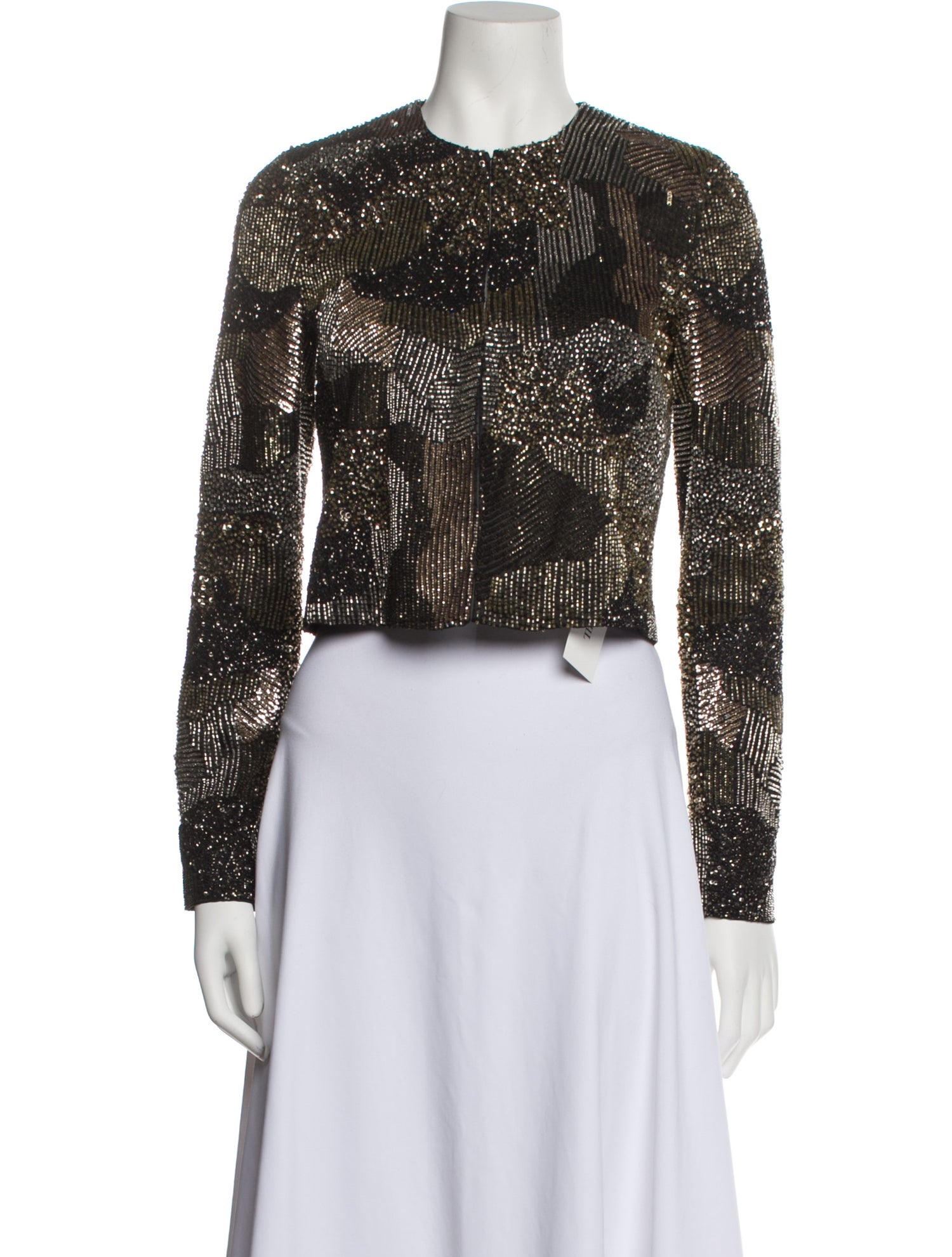 Alice + Olivia Silk Tweed Pattern Evening Jacket - Black Jackets ...