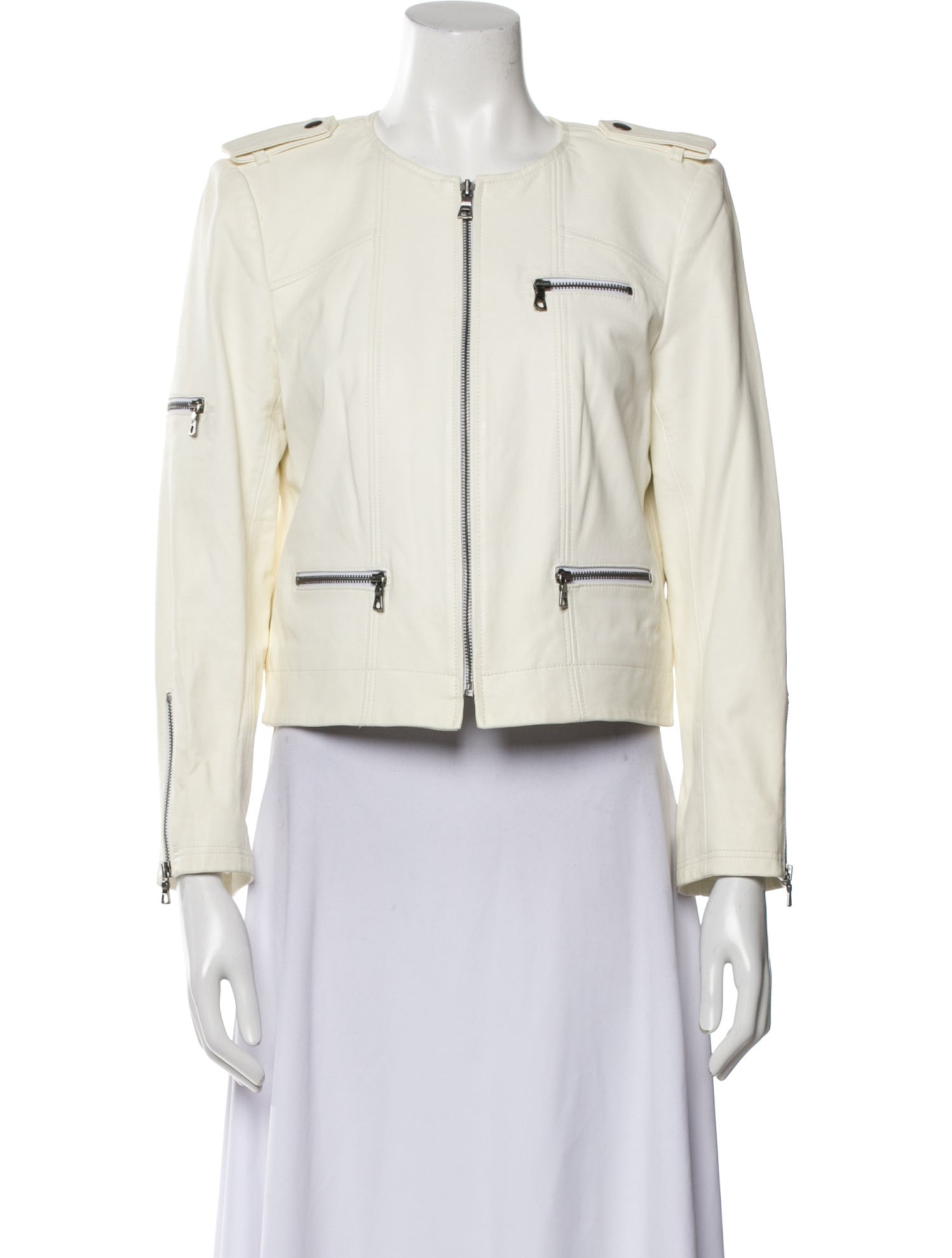 Alice + Olivia Lamb Leather Biker Jacket - Neutrals Jackets, Clothing ...