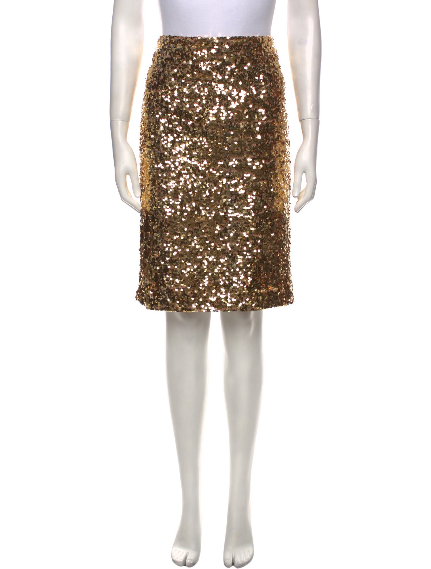 Alice + Olivia Sequin Embellishments Knee-Length Skirt - Gold Skirts ...