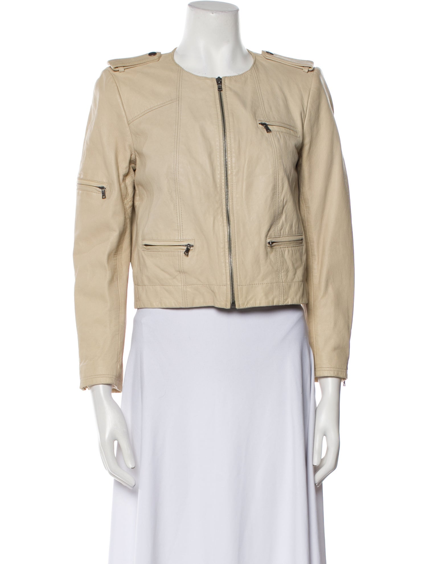 Alice + Olivia Lamb Leather Biker Jacket - Neutrals Jackets, Clothing ...
