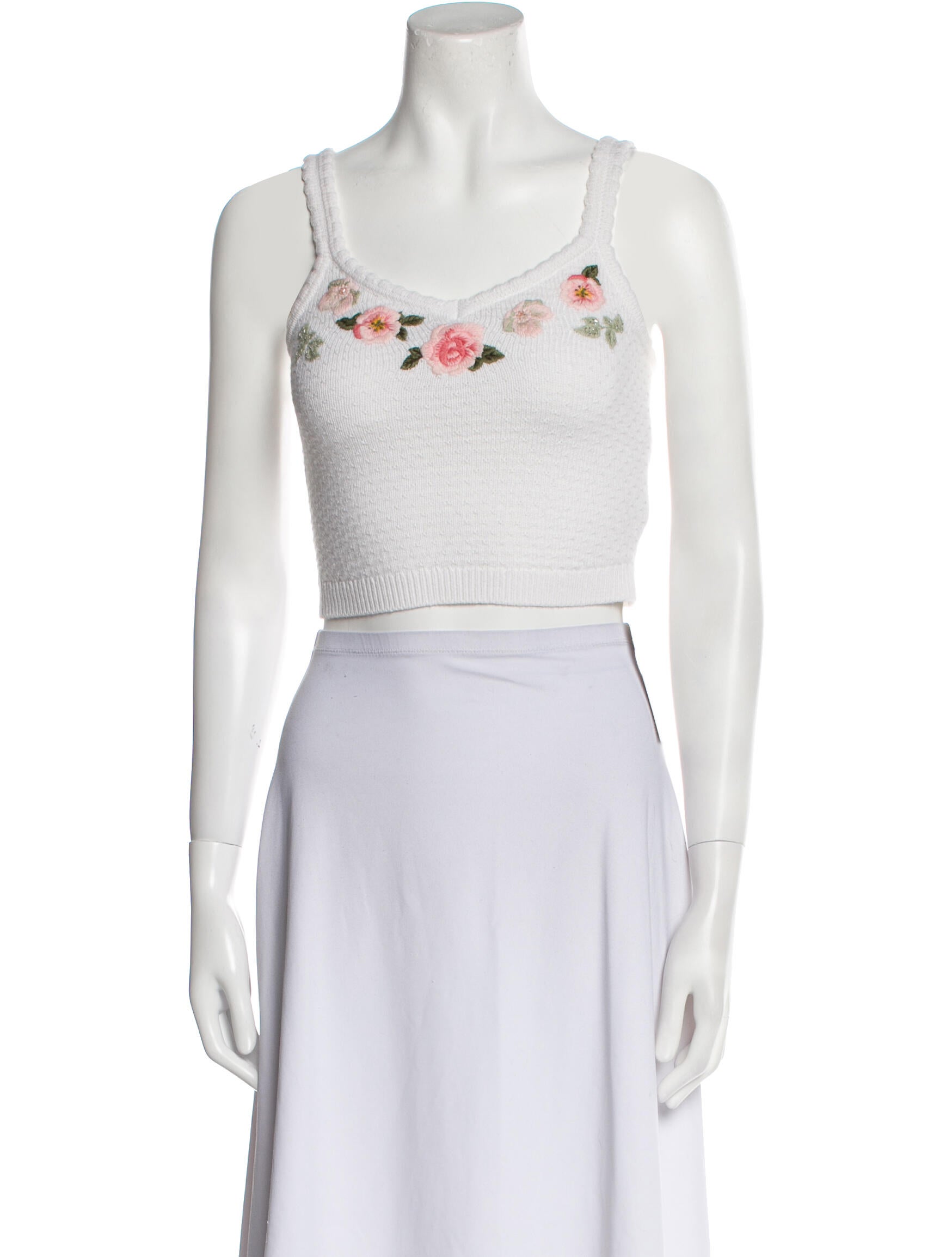 Alice + Olivia Wool Floral Print Crop Top - Neutrals Tops, Clothing ...