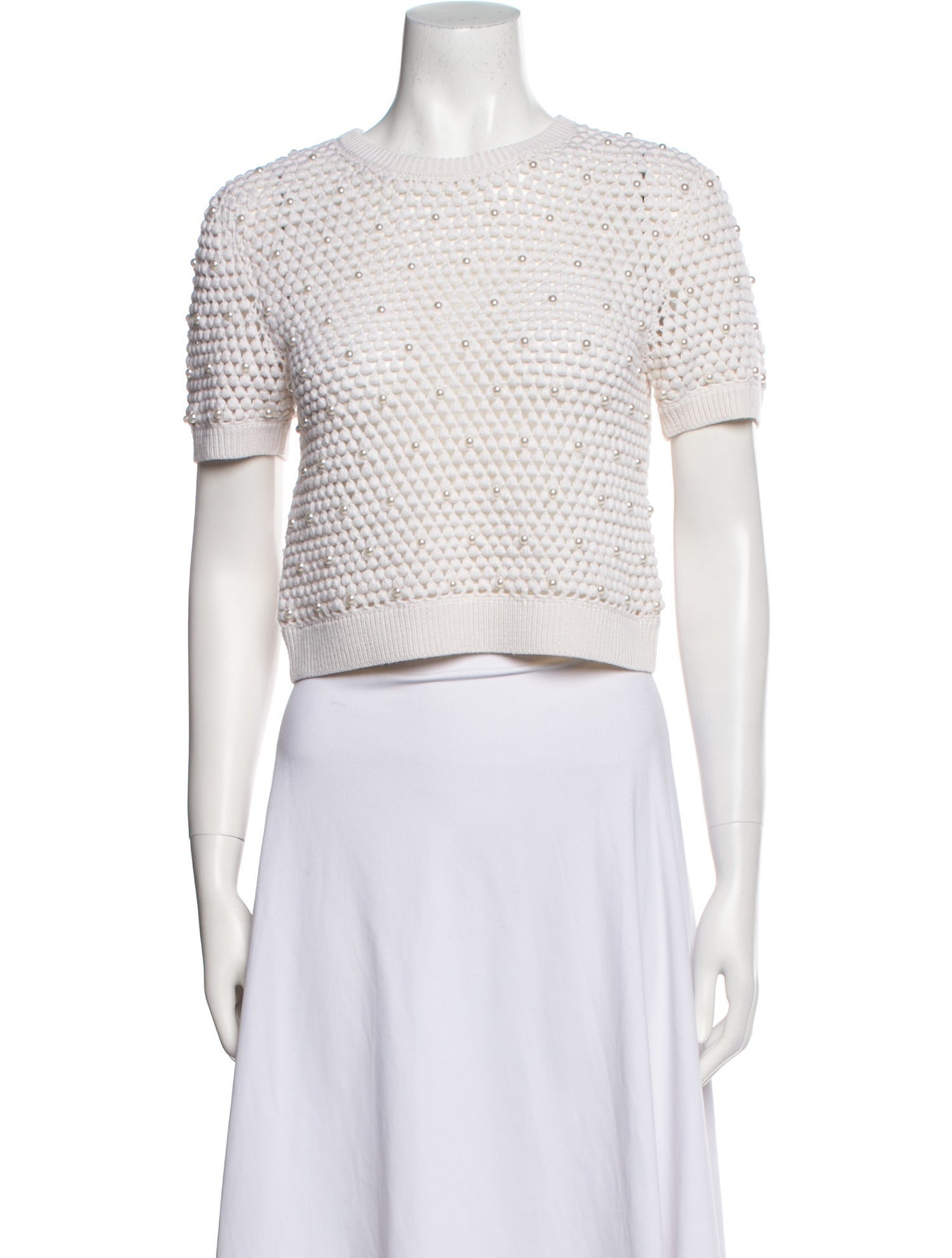 Alice + Olivia Wool Crew Neck Crop Top - White Tops, Clothing ...