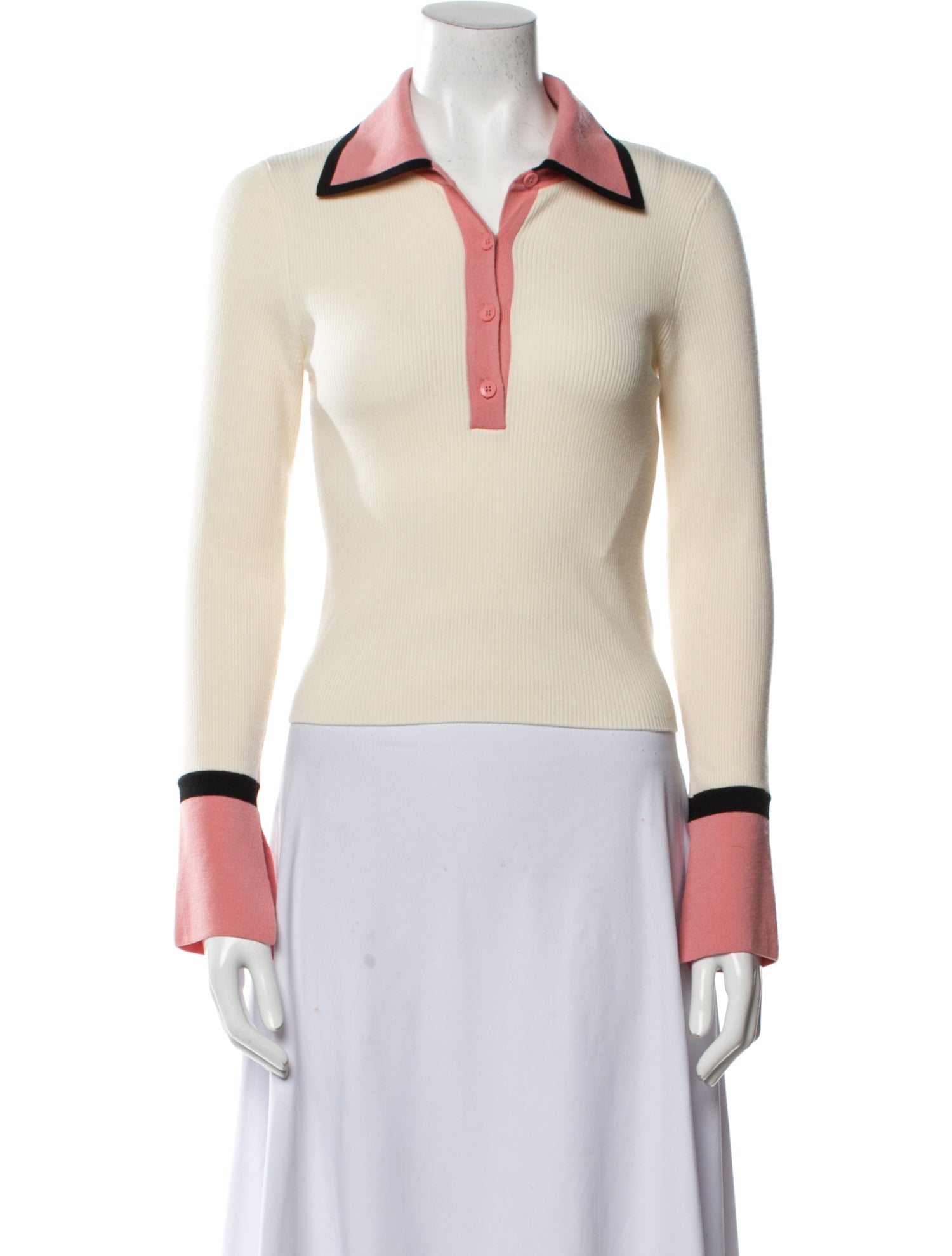 Alice + Olivia Wool Colorblock Pattern Polo - Neutrals Tops, Clothing ...