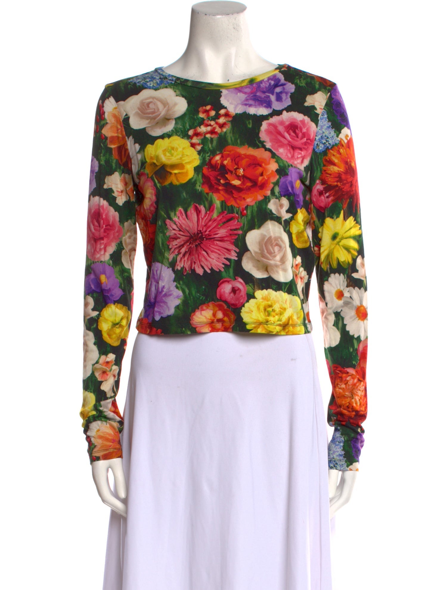 Alice + Olivia Floral Print Bateau Neckline Crop Top - Tops, Clothing ...