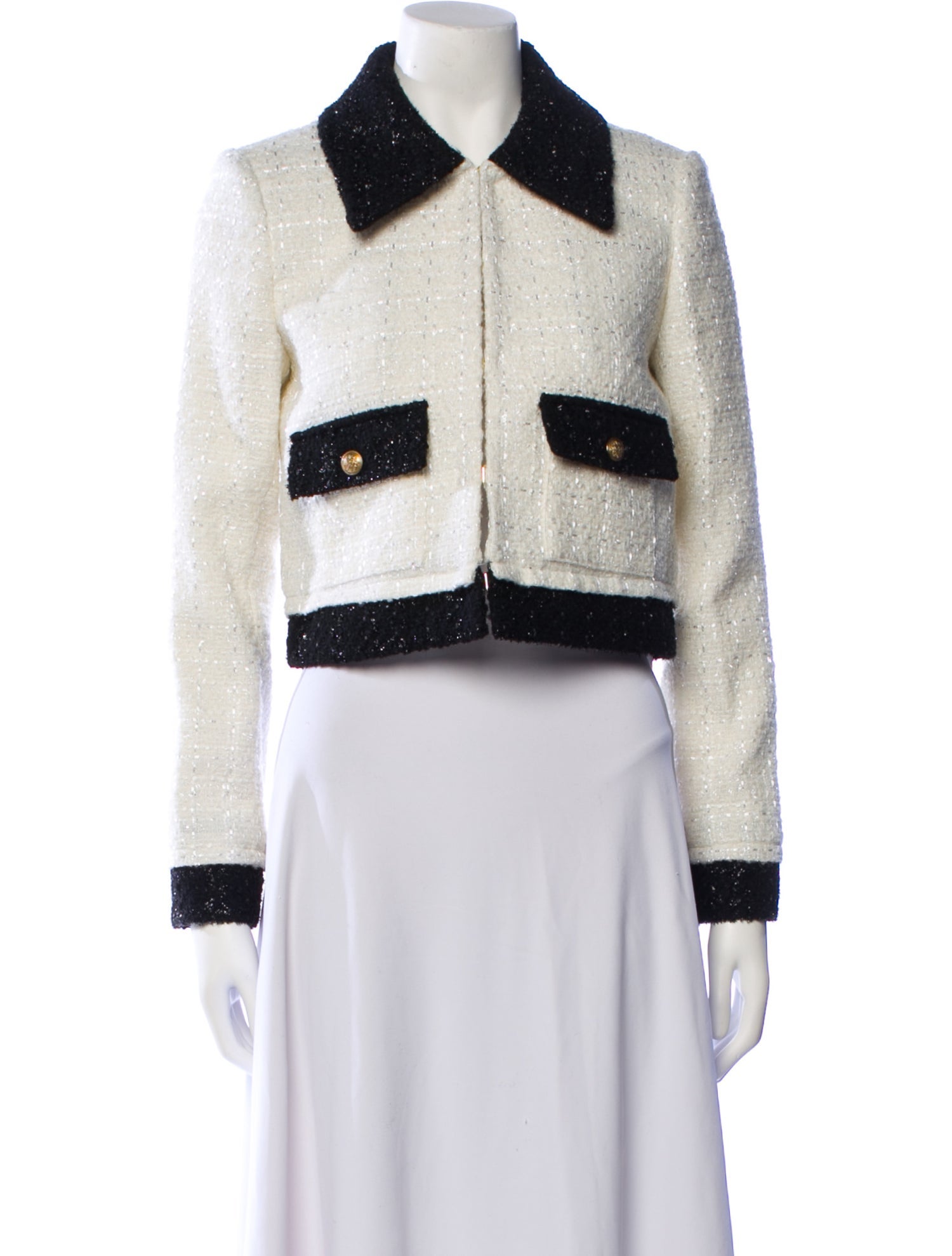 Alice + Olivia Tweed Pattern Jacket w/ Tags - White Jackets, Clothing ...