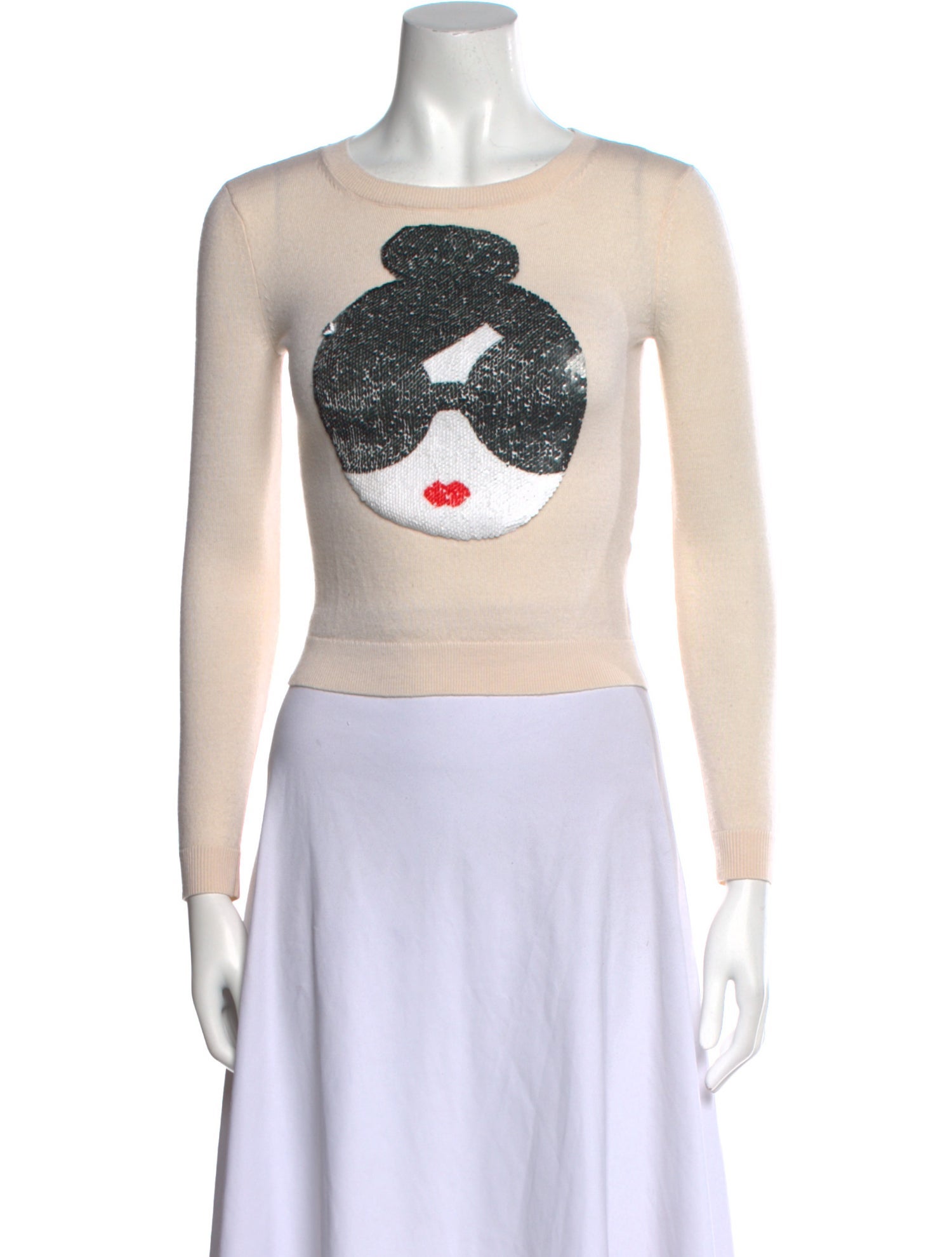 Alice + Olivia Wool Graphic Print Crop Top - Neutrals Tops, Clothing ...