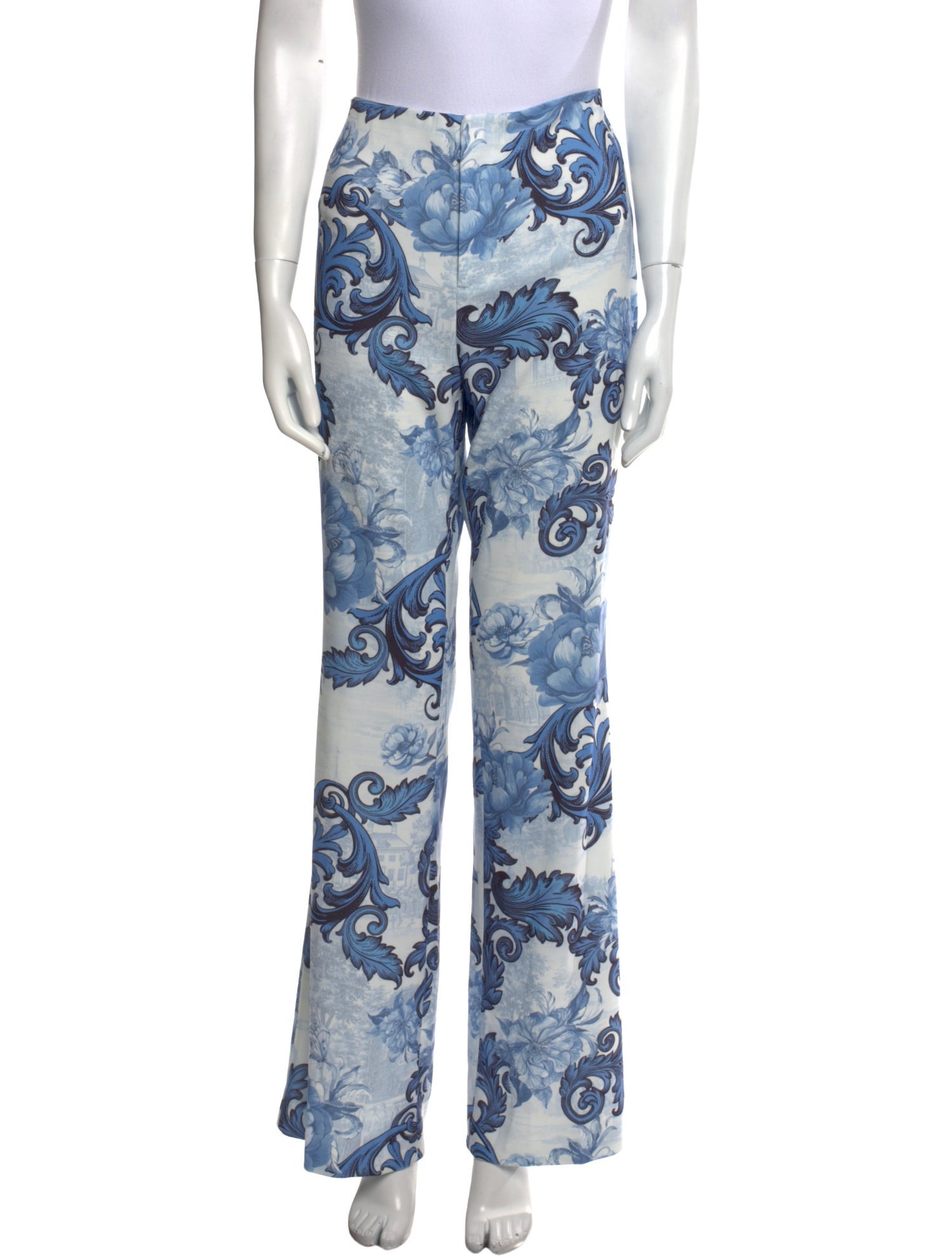 Alice + Olivia Floral Print Wide Leg Pants - Blue, 10.5" Rise Pants ...