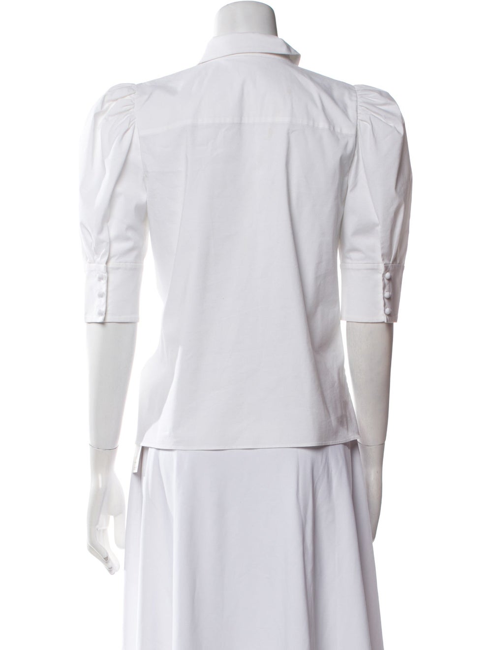 Alice + Olivia Three-Quarter Sleeve Button-Up Top - White Tops ...