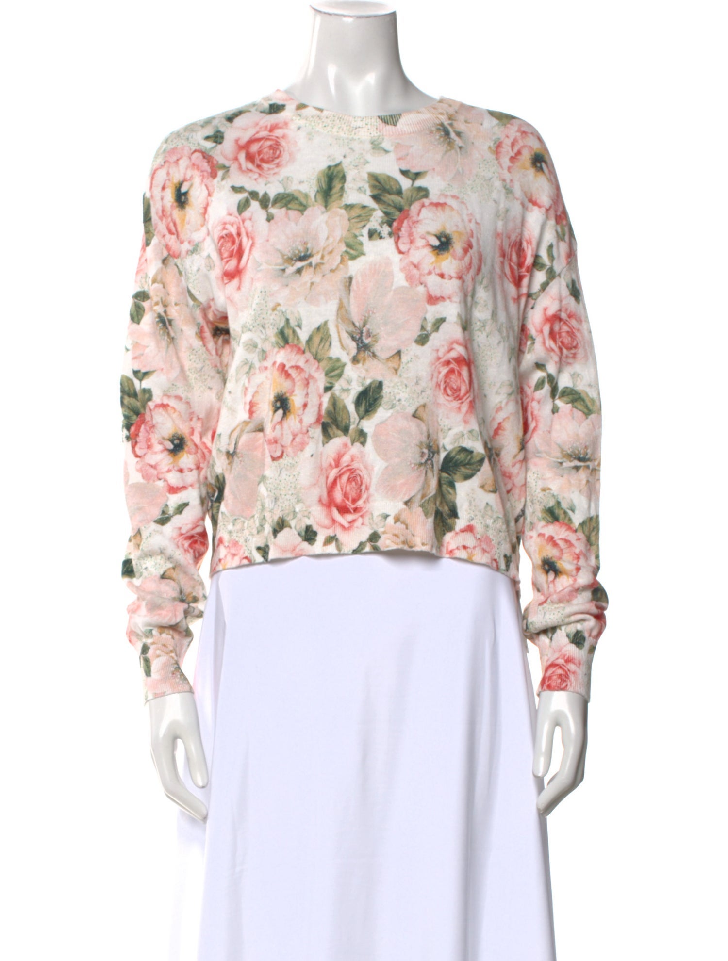 Alice + Olivia Floral Print Scoop Neck Sweater - Neutrals Knitwear ...