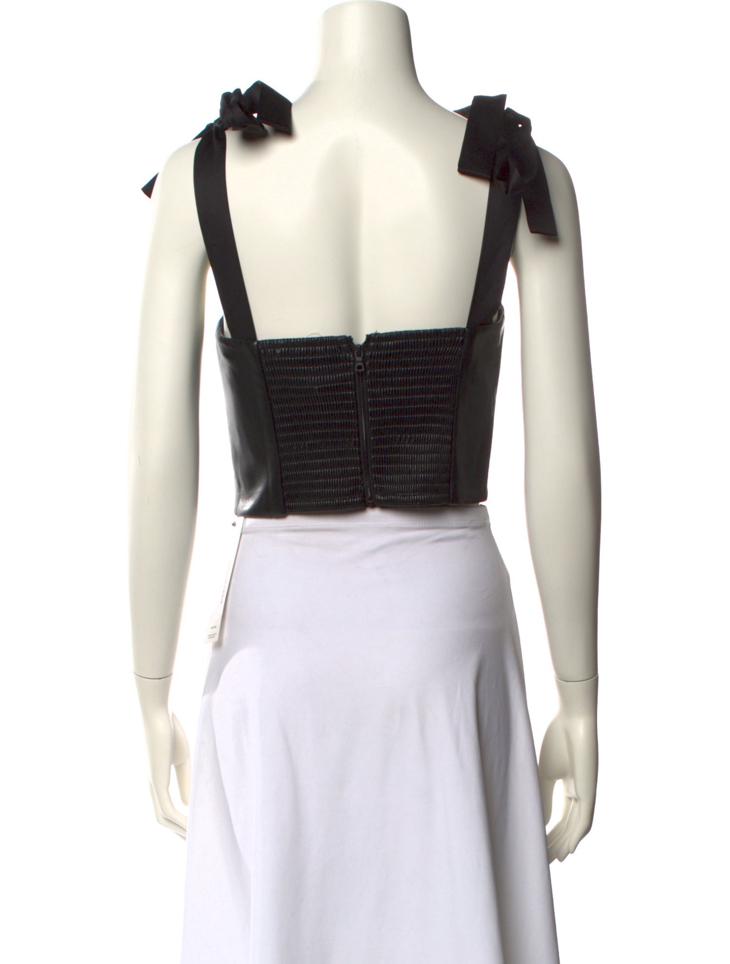 Alice + Olivia Faux Leather Square Neckline Crop Top - Black Tops ...