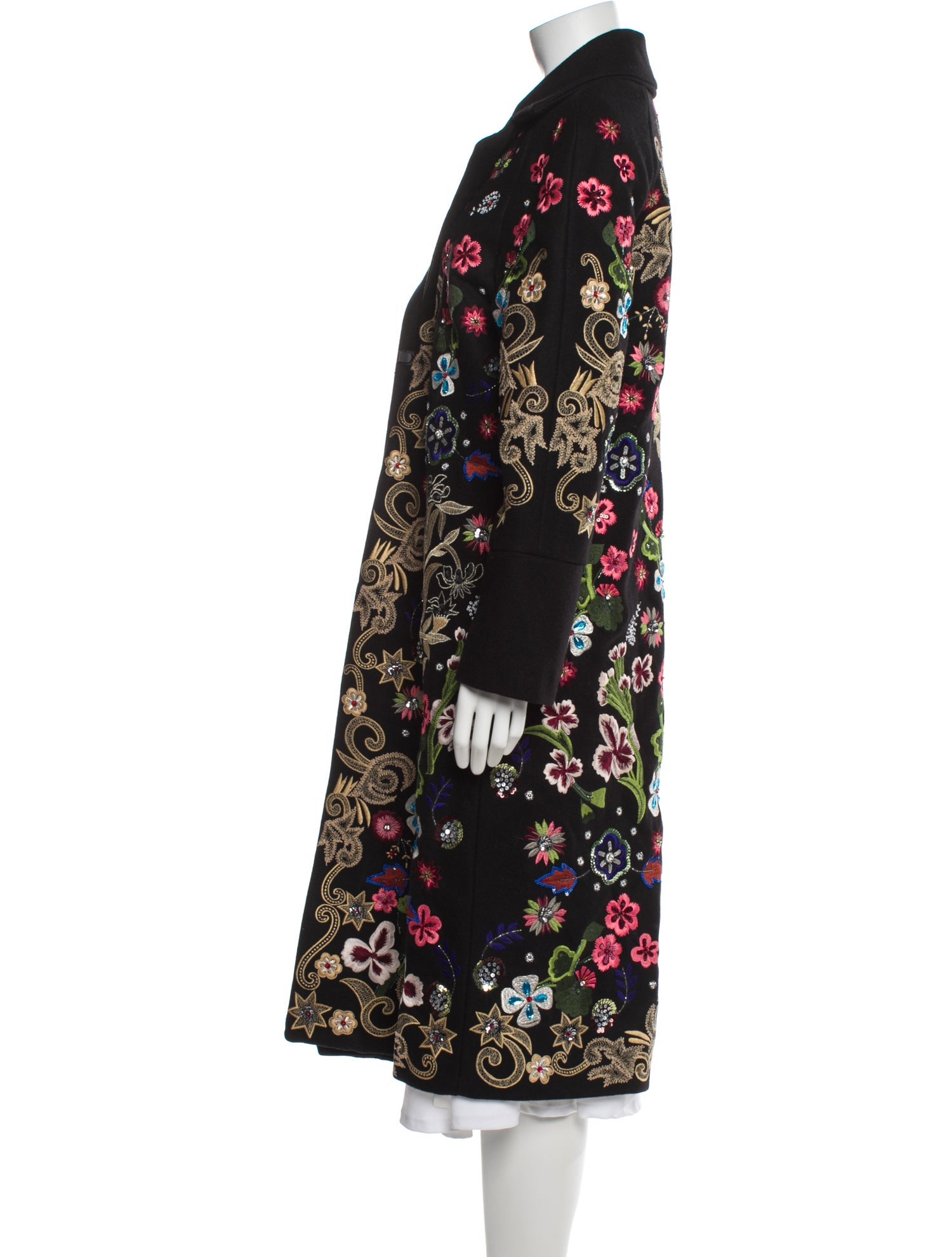 Alice + Olivia Wool Floral Print Coat - Black Coats, Clothing ...