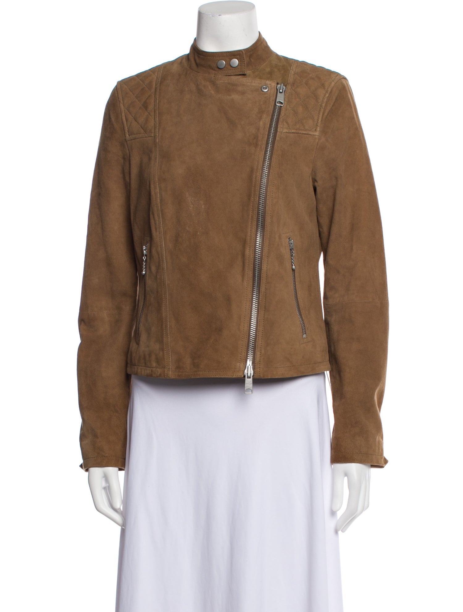 AllSaints Goat Leather Biker Jacket - Brown Jackets, Clothing ...