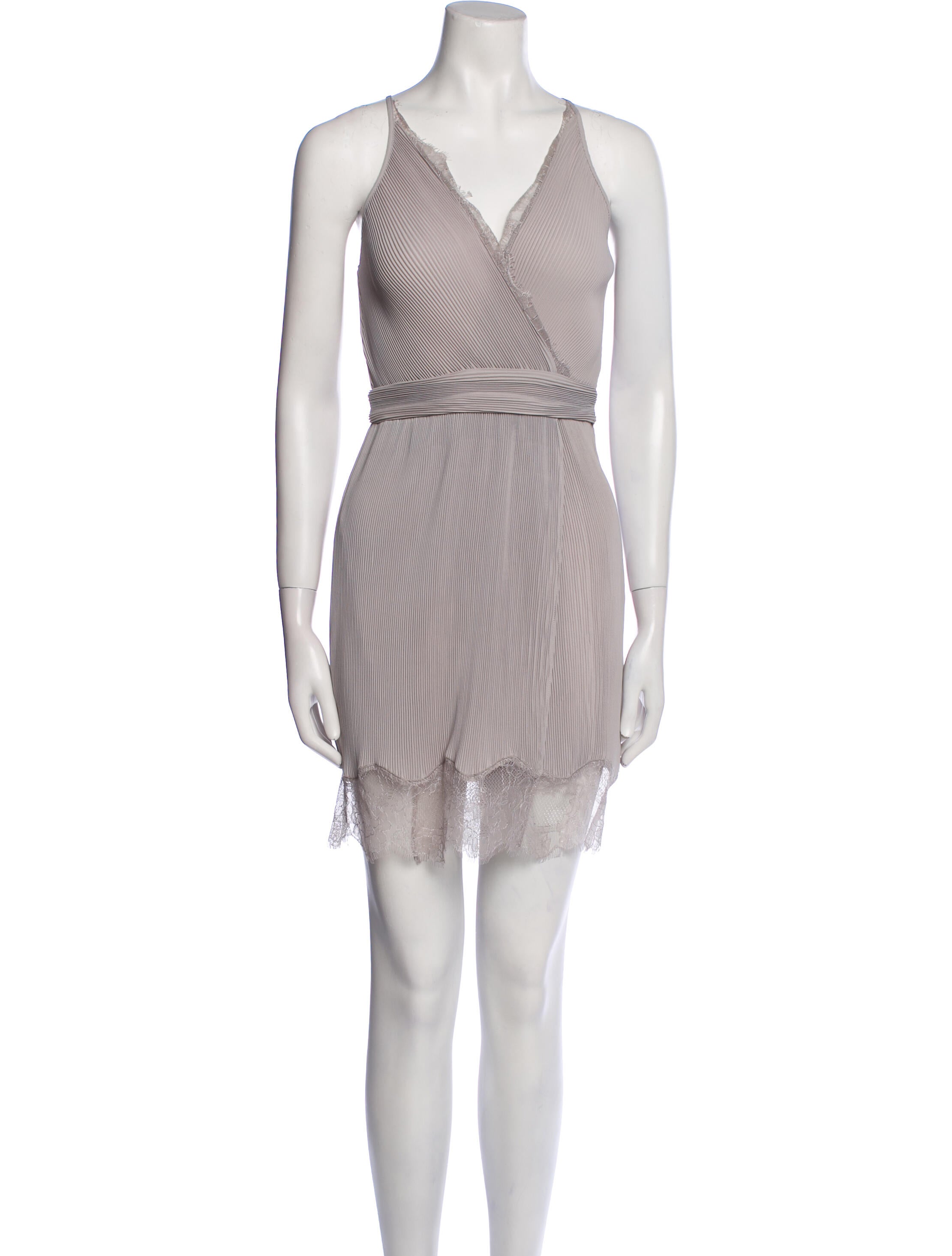 AllSaints V-Neck Mini Dress - Grey Dresses, Clothing - WAQ107234 | The RealReal