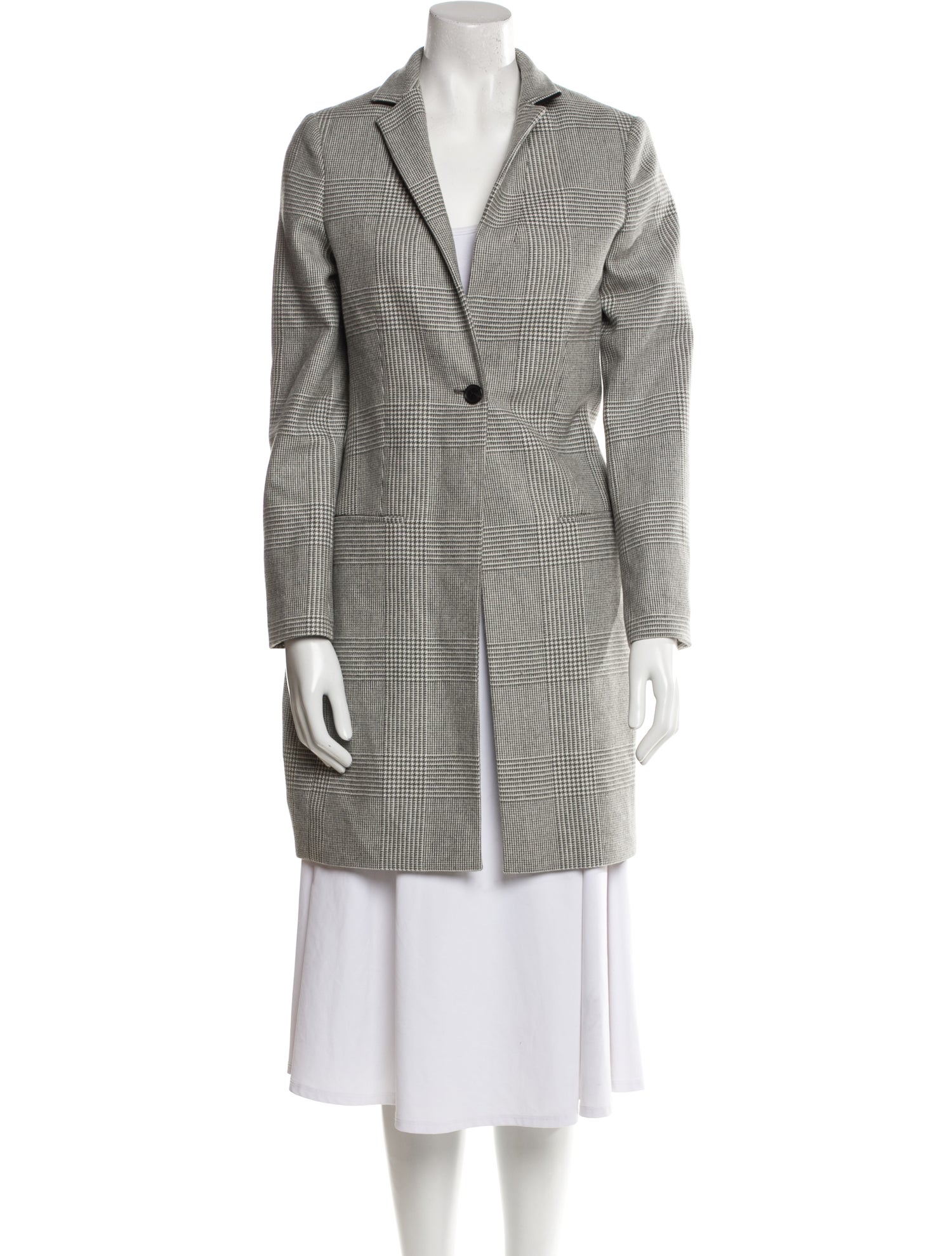 AllSaints Wool Plaid Print Coat - Black Coats, Clothing - WAQ108047 | The RealReal