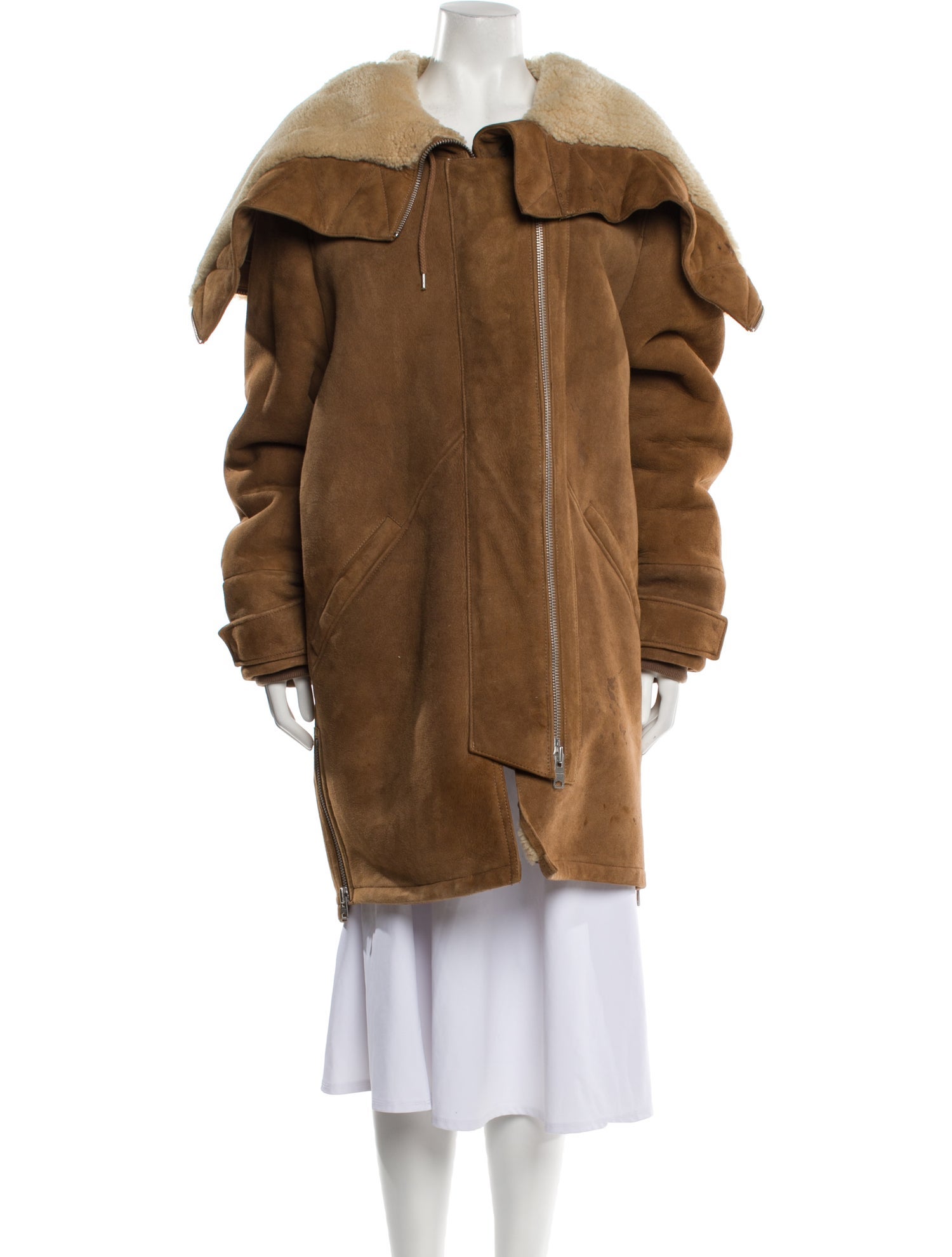 AllSaints Eel Skin Faux Fur Coat - Neutrals Coats, Clothing - WAQ110267 | The RealReal