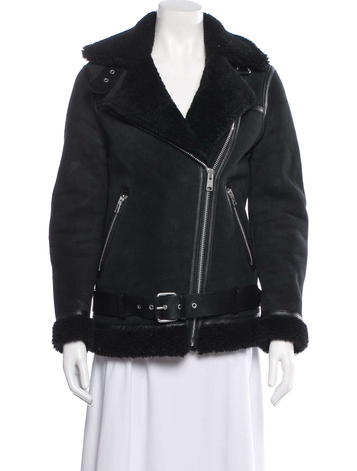 AllSaints Leather Fur Jacket - Black Jackets, Clothing - WAQ114453 | The RealReal