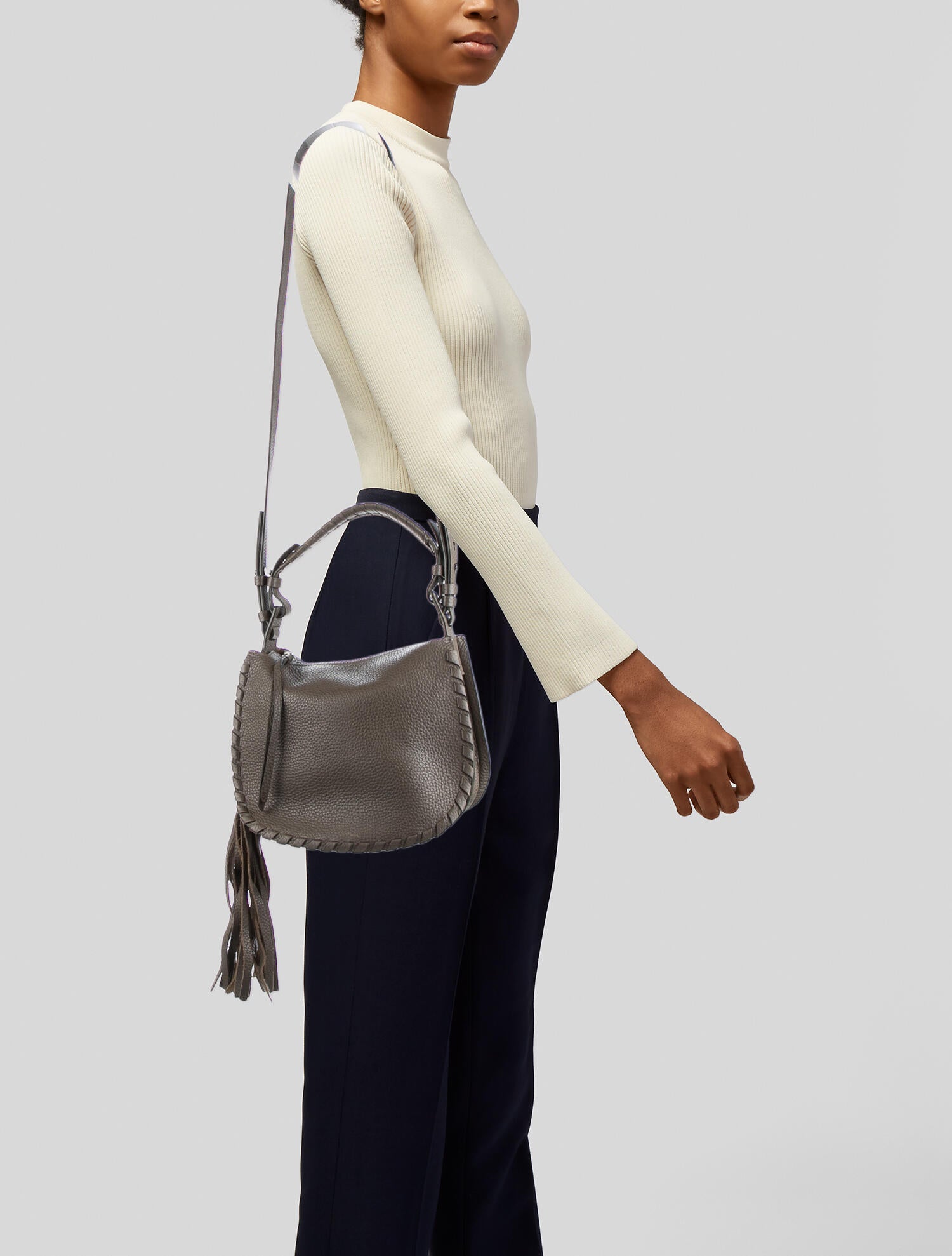 VBH Leather Boulevard Bag - Grey Satchels, Handbags - VBH21336 | The ...