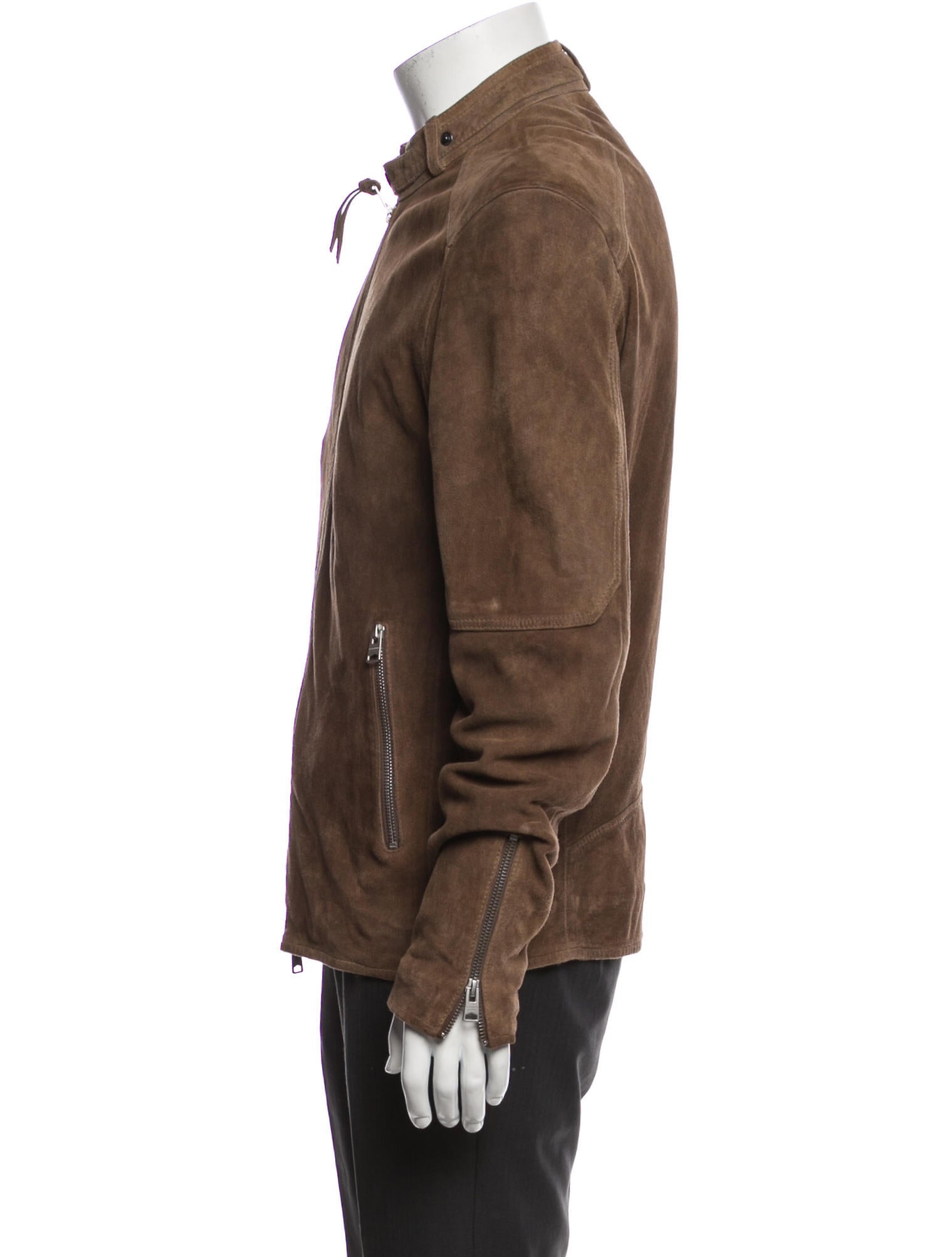 AllSaints Goat Leather Moto Jacket - Brown Outerwear, Clothing ...