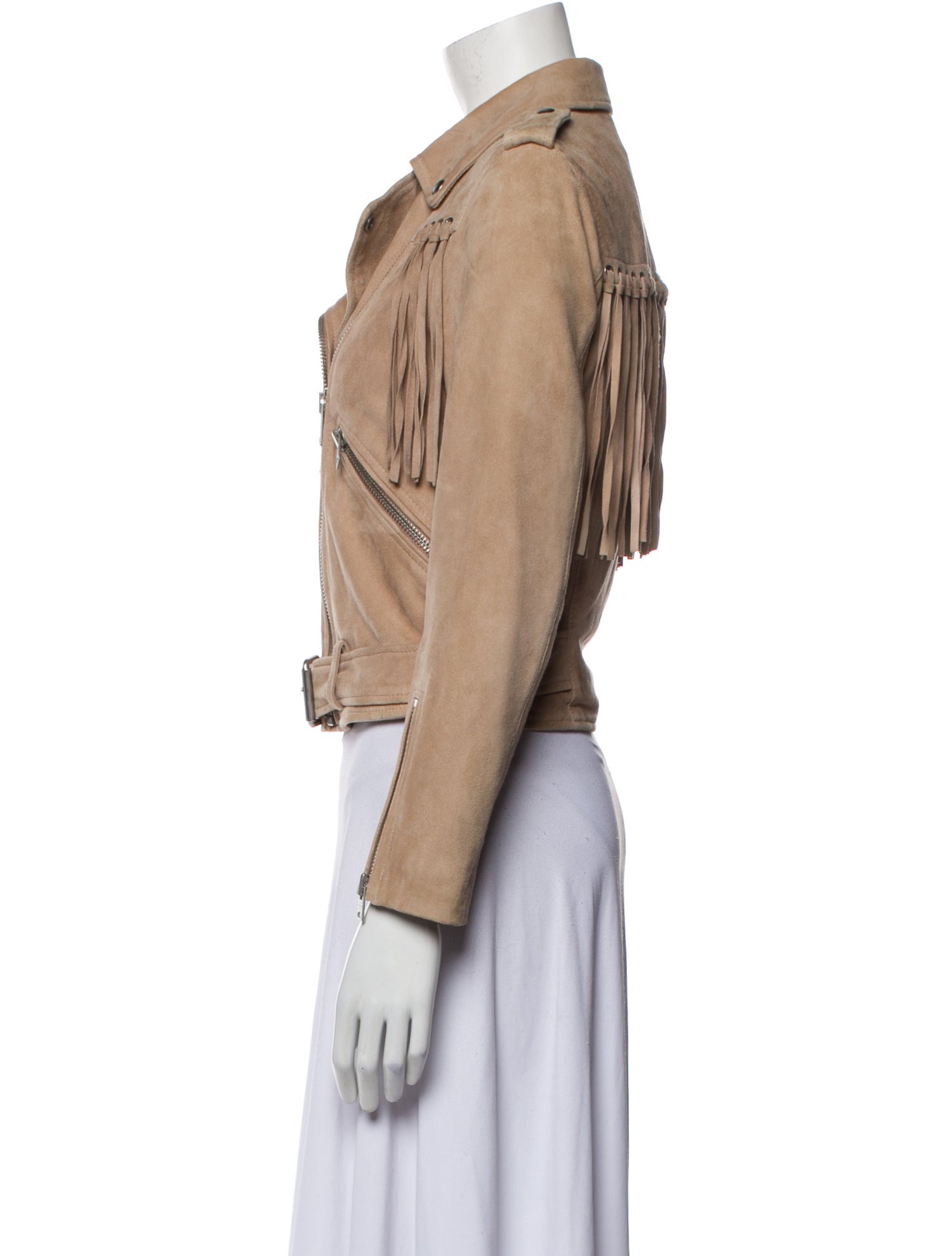 AllSaints Goat Leather Biker Jacket - Grey Jackets, Clothing - WAQ79707 ...