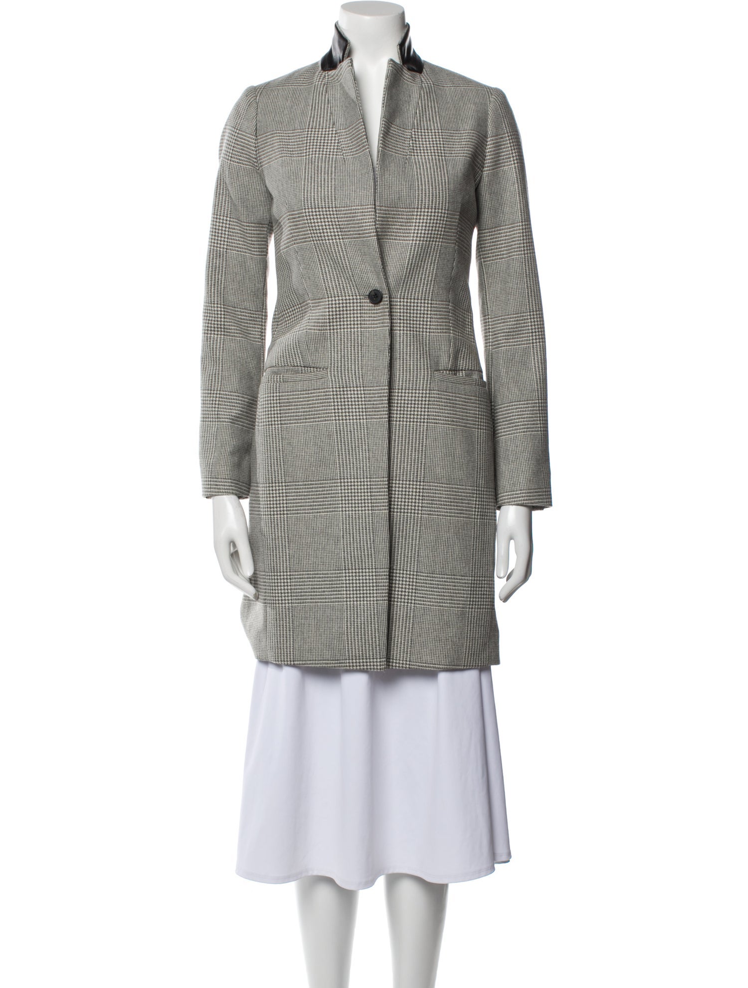 AllSaints Houndstooth Print Coat - Grey Coats, Clothing - WAQ97484 | The RealReal