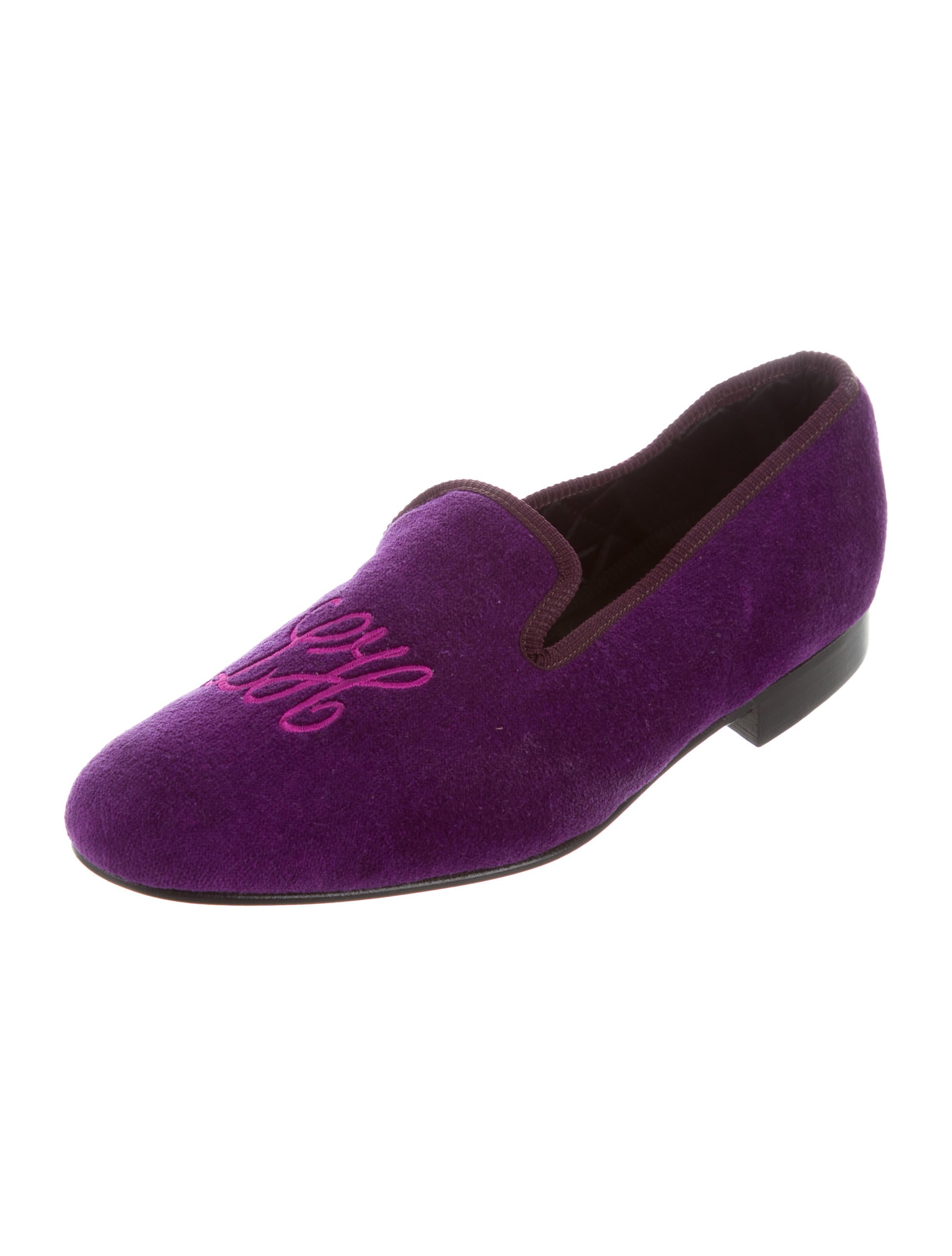 Arthur Sleep London Velvet Smoking Slippers - Purple Loafers, Shoes ...