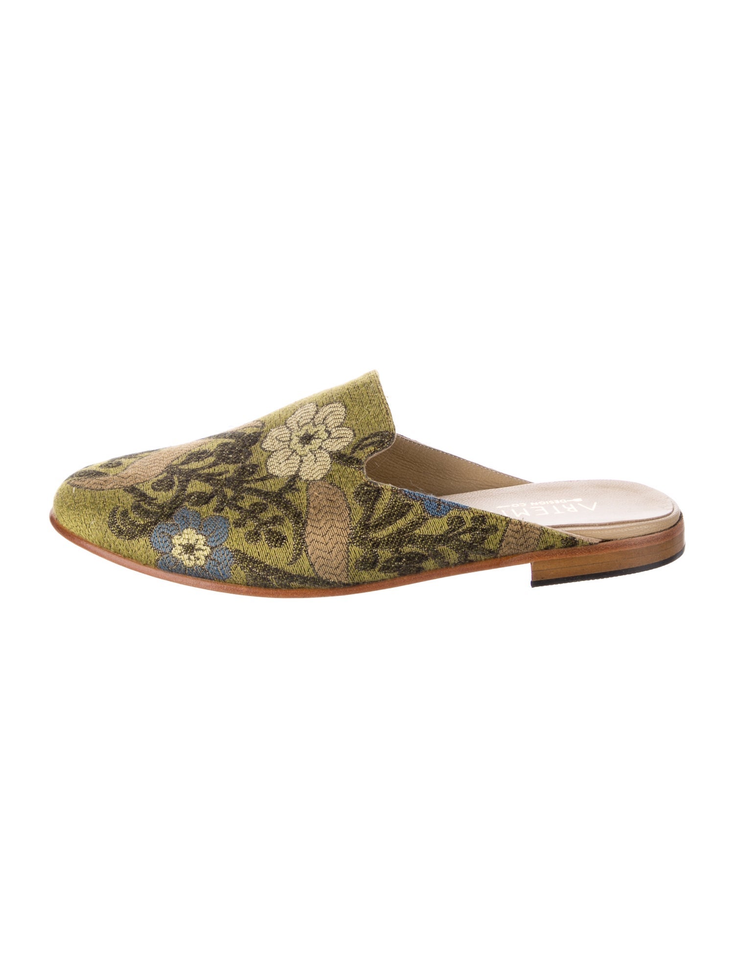 Artemis Design Co. Floral Print Mules - Green Flats, Shoes - WARTM20651 ...