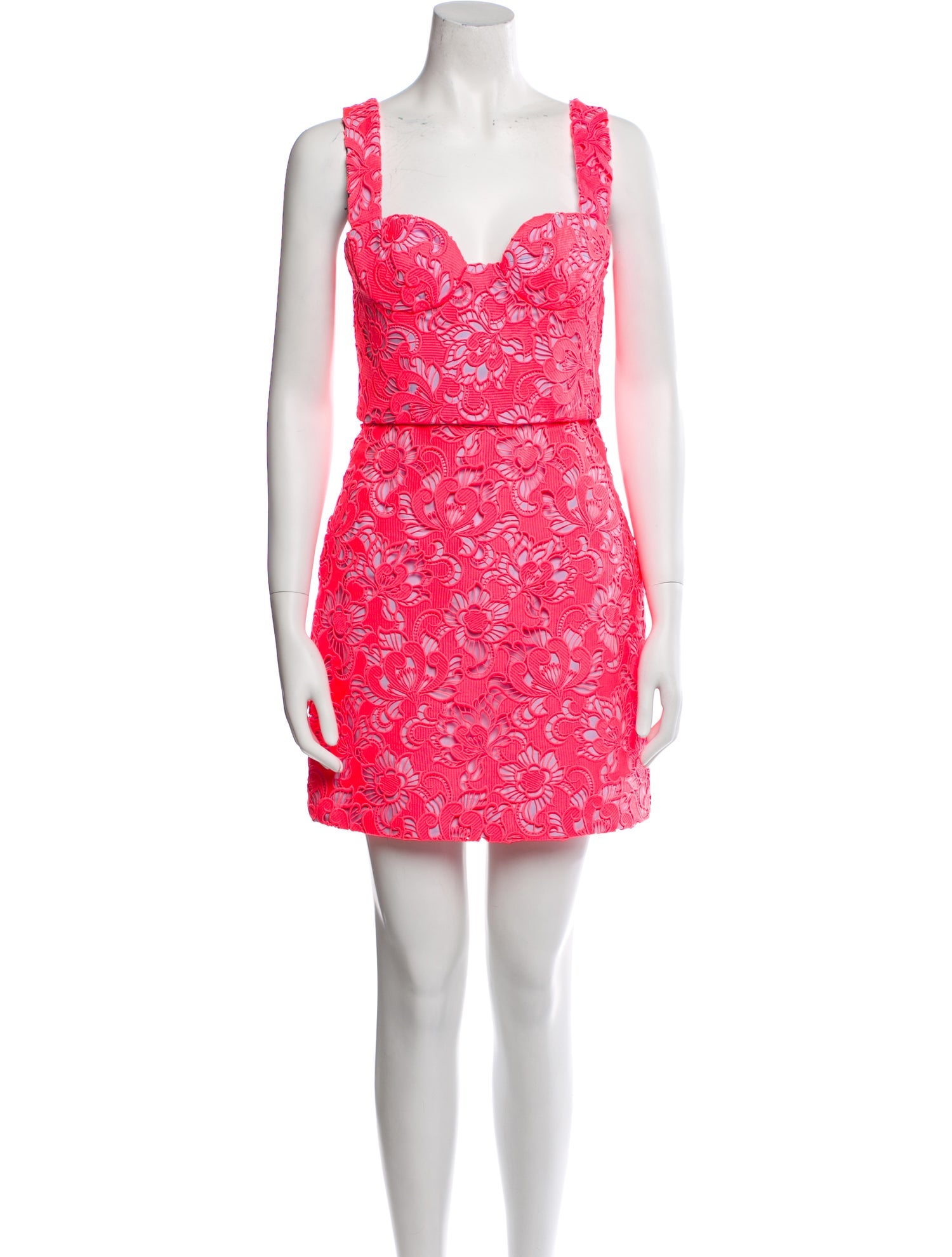 Aknvas Lace Pattern Mini Dress - Pink Dresses, Clothing - WASKV20779 ...