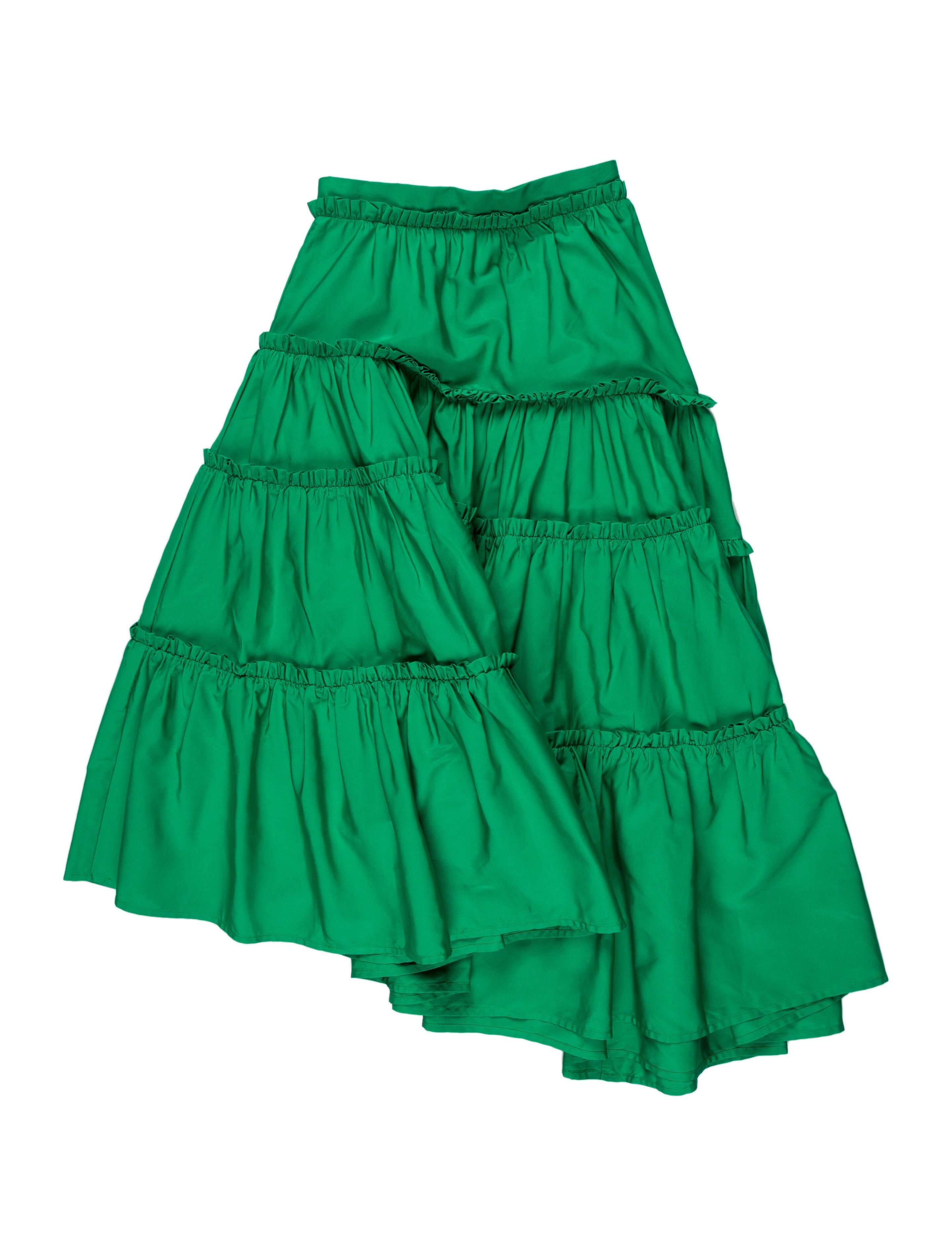 ALÉMAIS Ruffle Embellishment Midi Length Skirt w/ Tags - Green Skirts ...