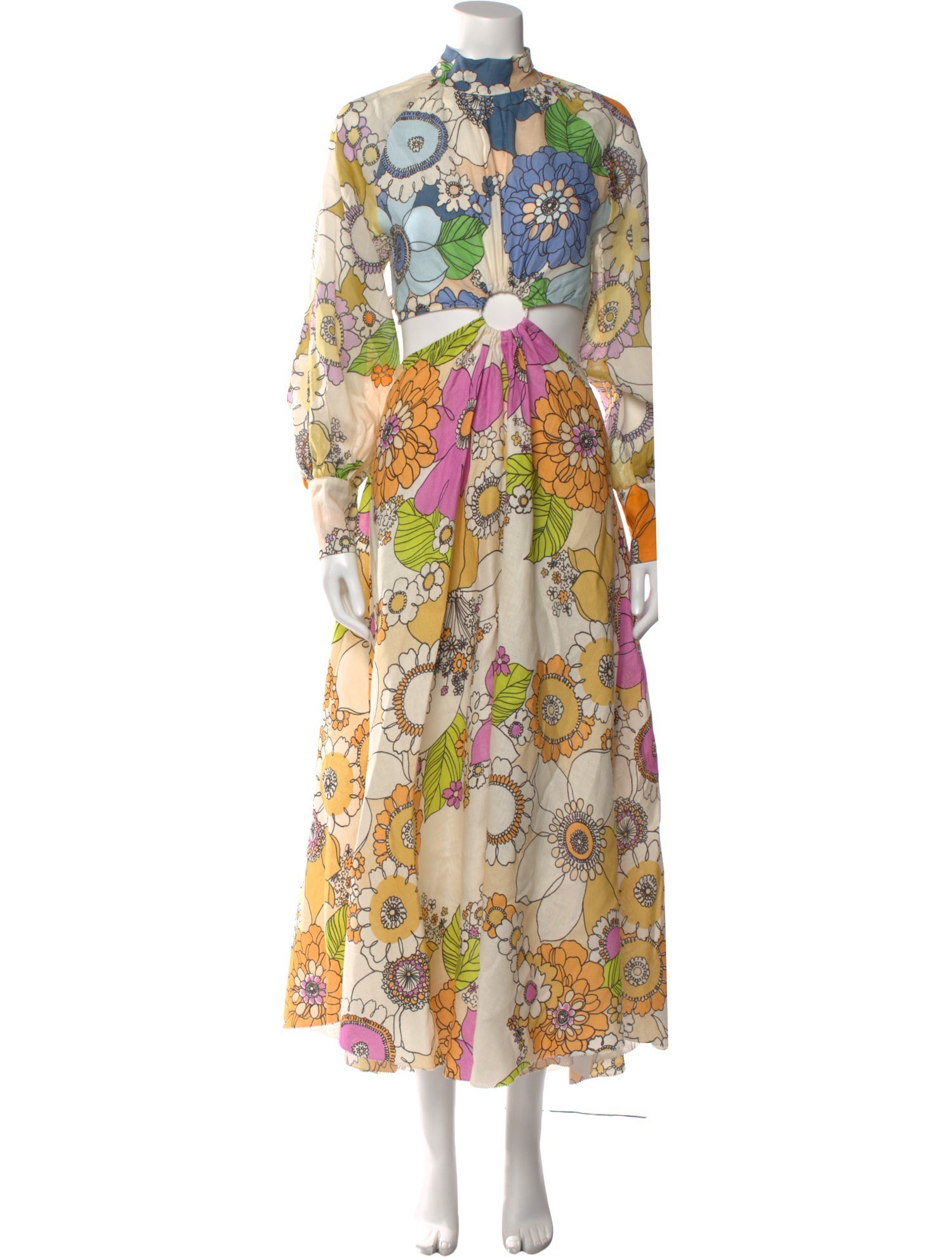 ALÉMAIS Floral Print Long Dress - Neutrals Dresses, Clothing ...