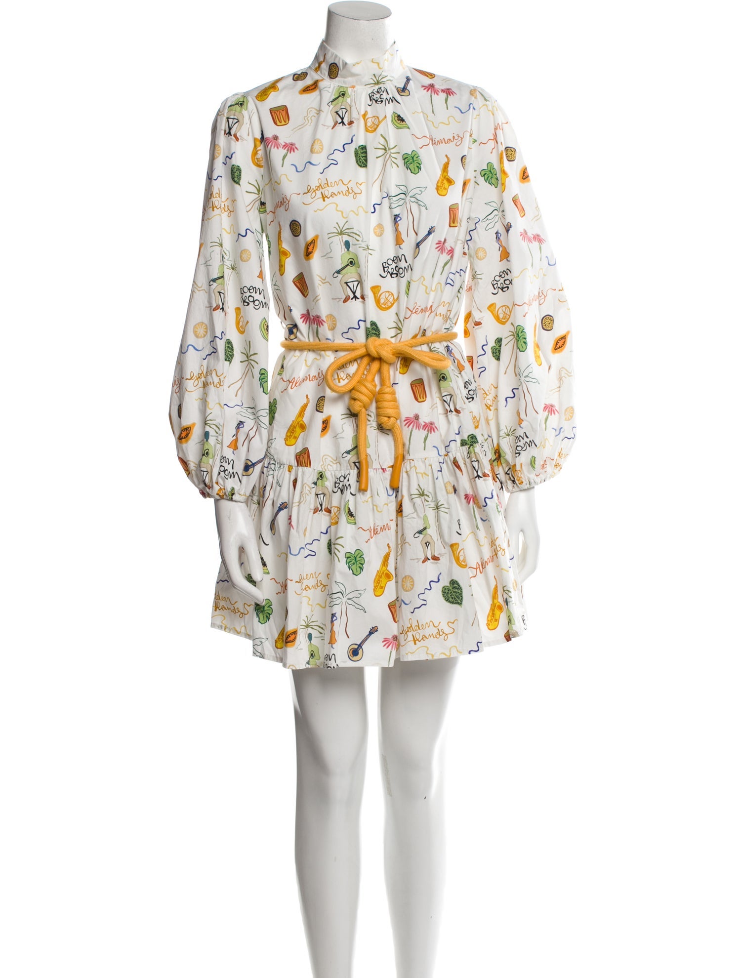 ALÉMAIS Floral Print Mini Dress - White Dresses, Clothing - WASLI21752 ...