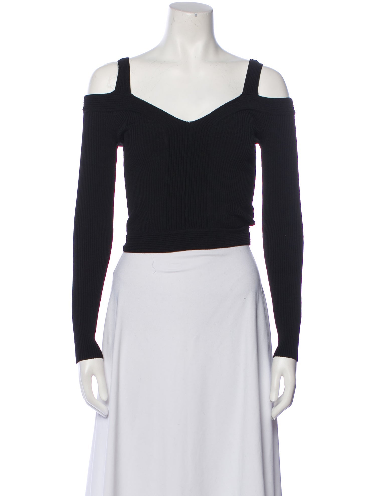 ASTR Square Neckline Sweater - Black Knitwear, Clothing - WASTX26637 ...