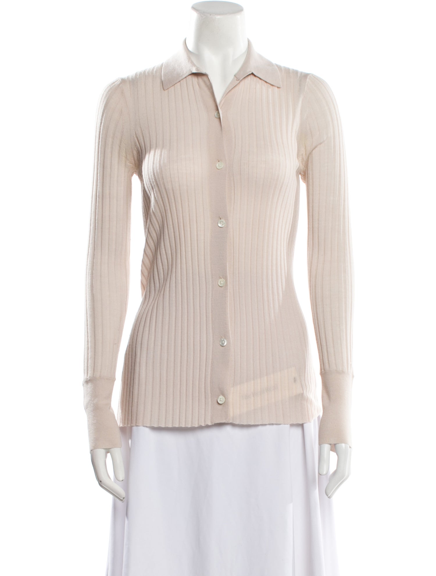 ATM Anthony Thomas Melillo Wool Long Sleeve Button-Up Top - Neutrals ...