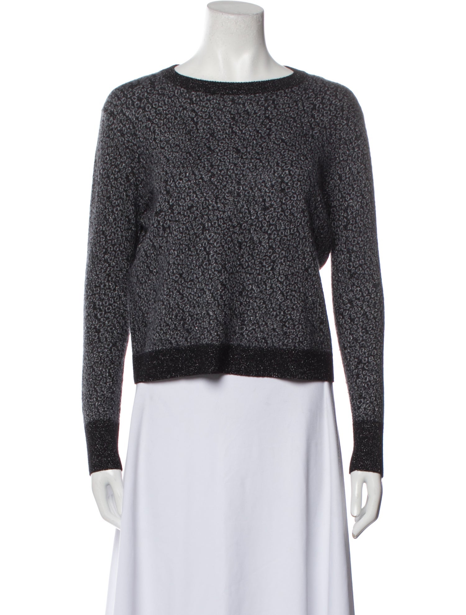 Autumn Cashmere Animal Print Crew Neck Sweater - Grey Knitwear ...