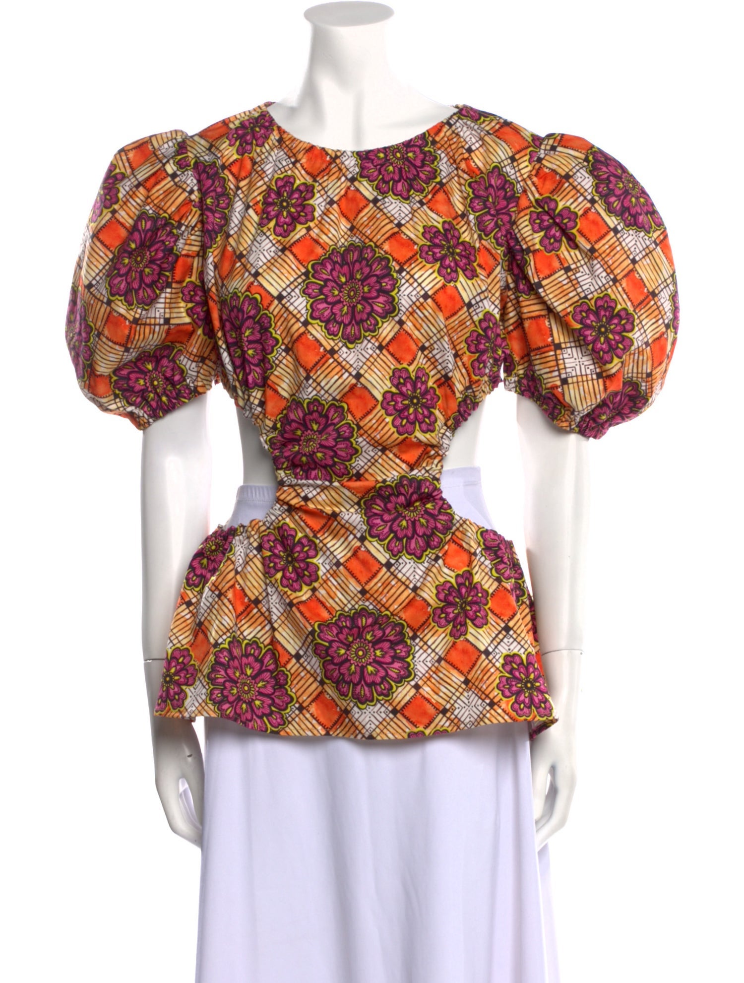 Autumn Adeigbo Floral Print Crew Neck Blouse w/ Tags - Orange Tops ...