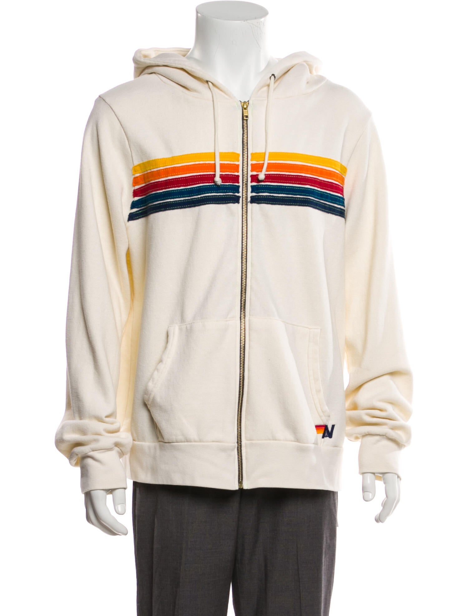 Aviator Nation Striped V-Neck Hoodie - Neutrals Sweatshirts & Hoodies ...