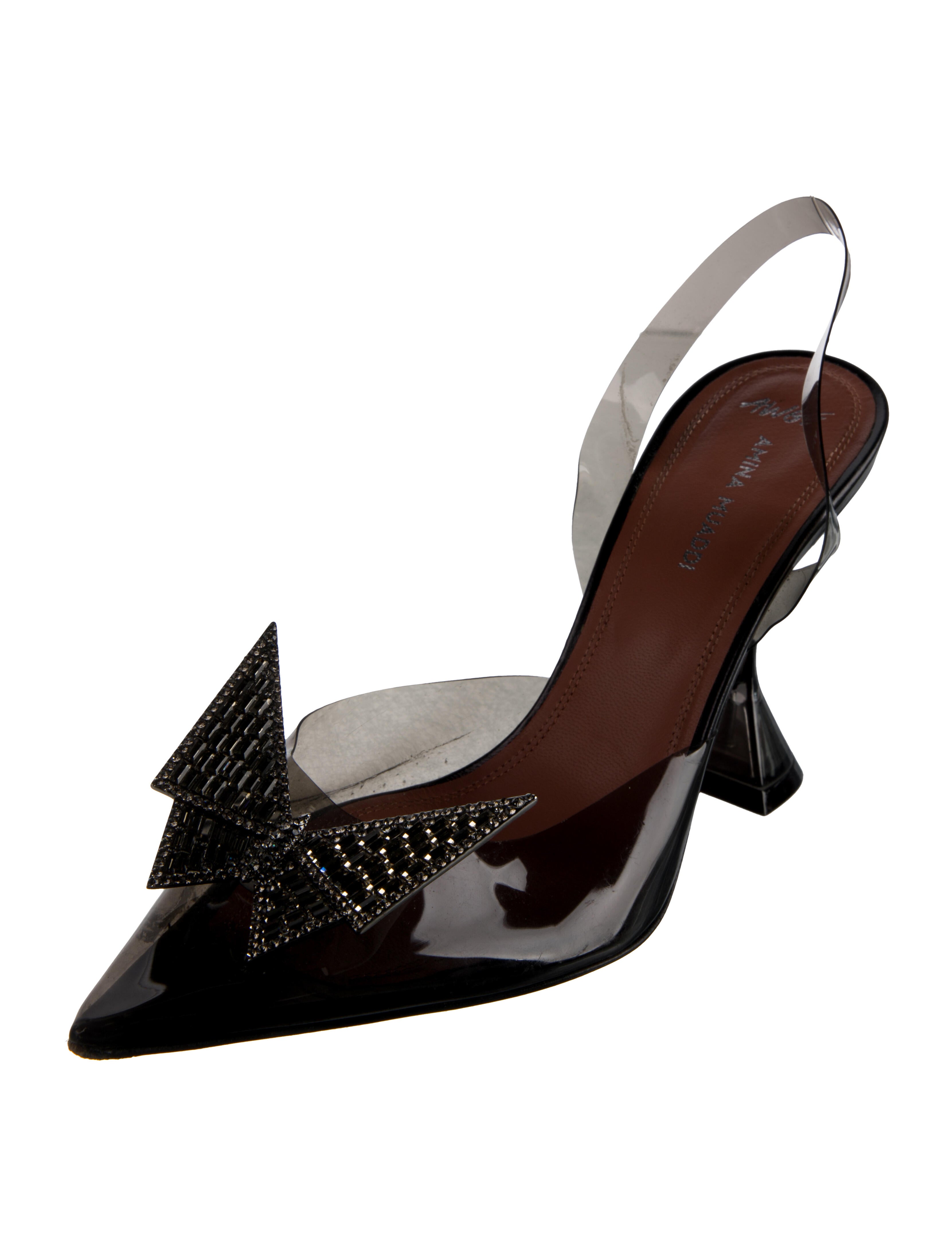 AWGE x Amina Muaddi PVC Crystal Embellishments Slingback Pumps - Clear ...