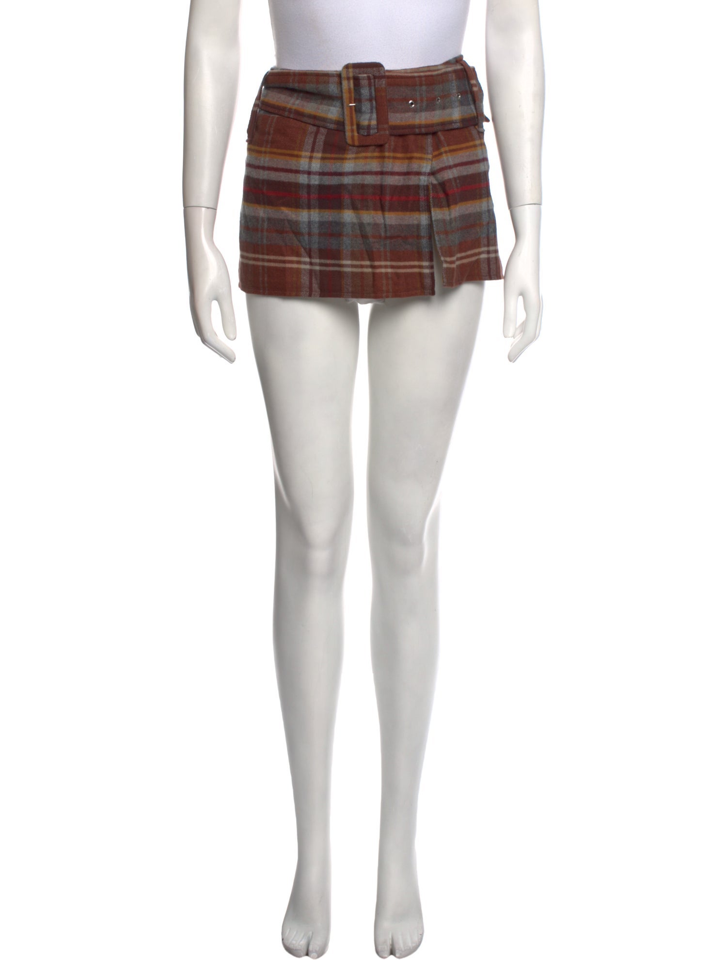 Are You Am I Plaid Print Mini Skirt - Brown Skirts, Clothing ...