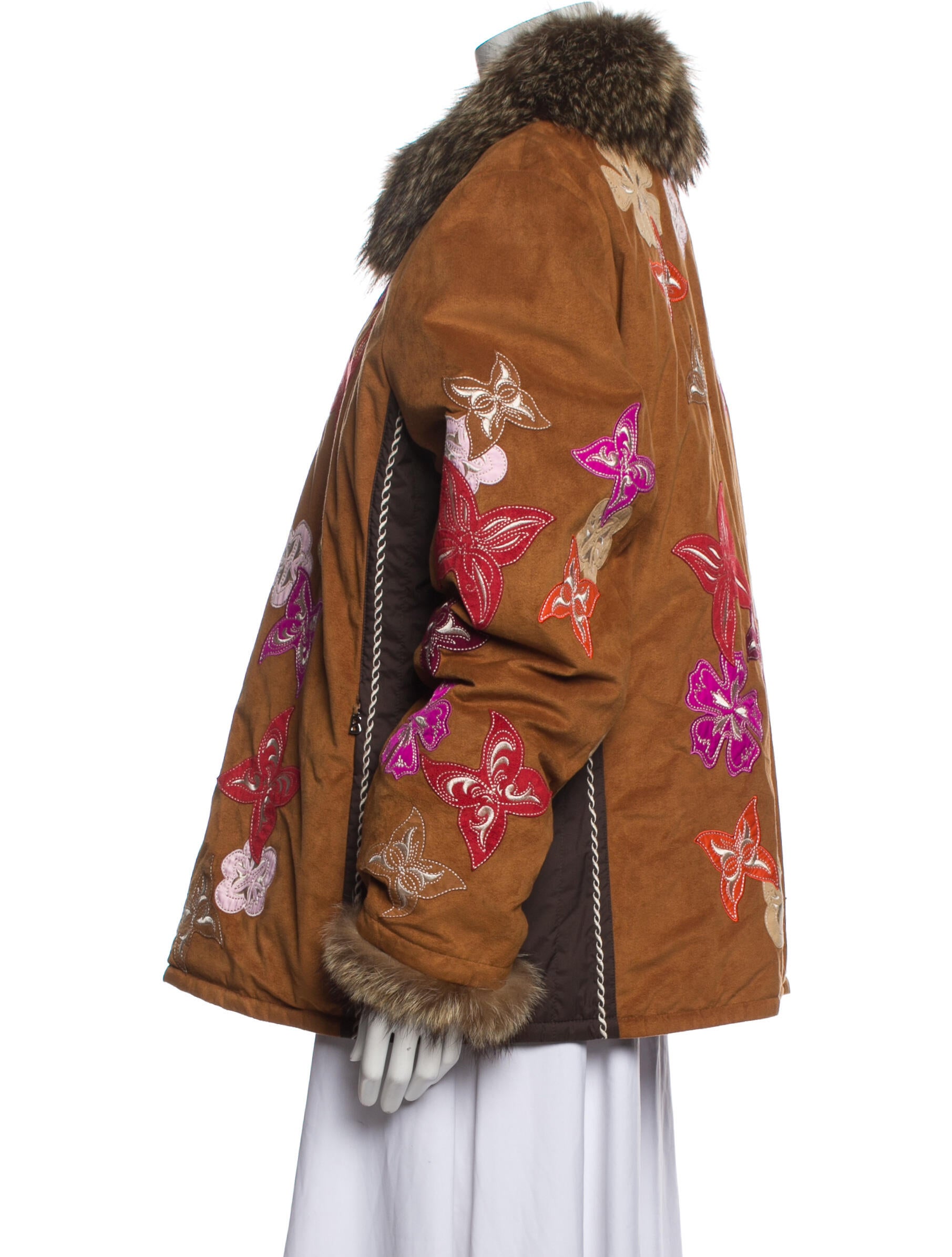 Bogner Floral Print Faux Fur Jacket - Brown Jackets, Clothing ...