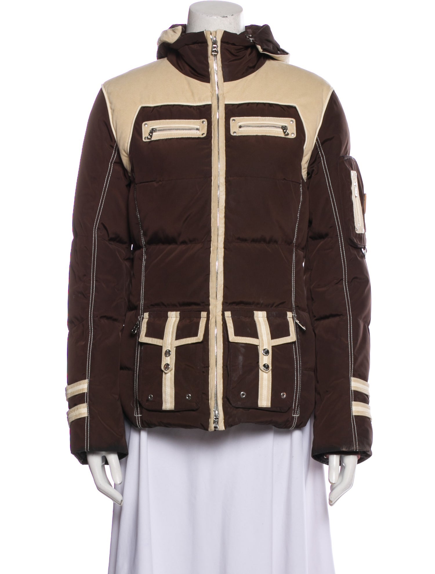 Bogner Colorblock Pattern Down Coat - Brown Coats, Clothing - WB145641 ...
