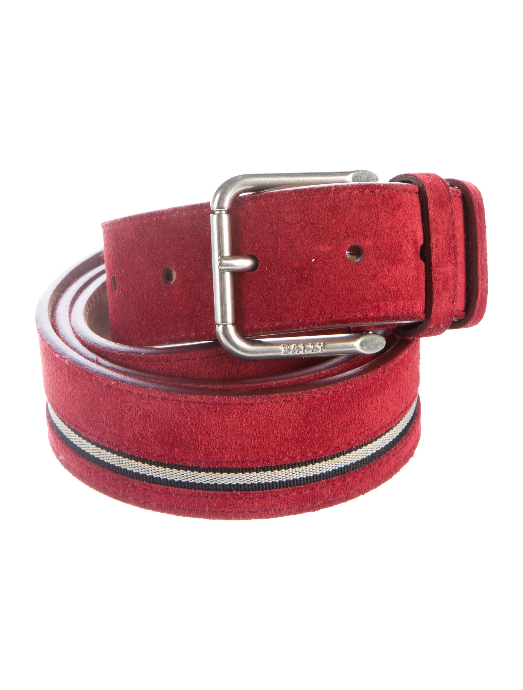 Bally Suede Striped Belt - Red Belts, Accessories - WB221854 | The RealReal