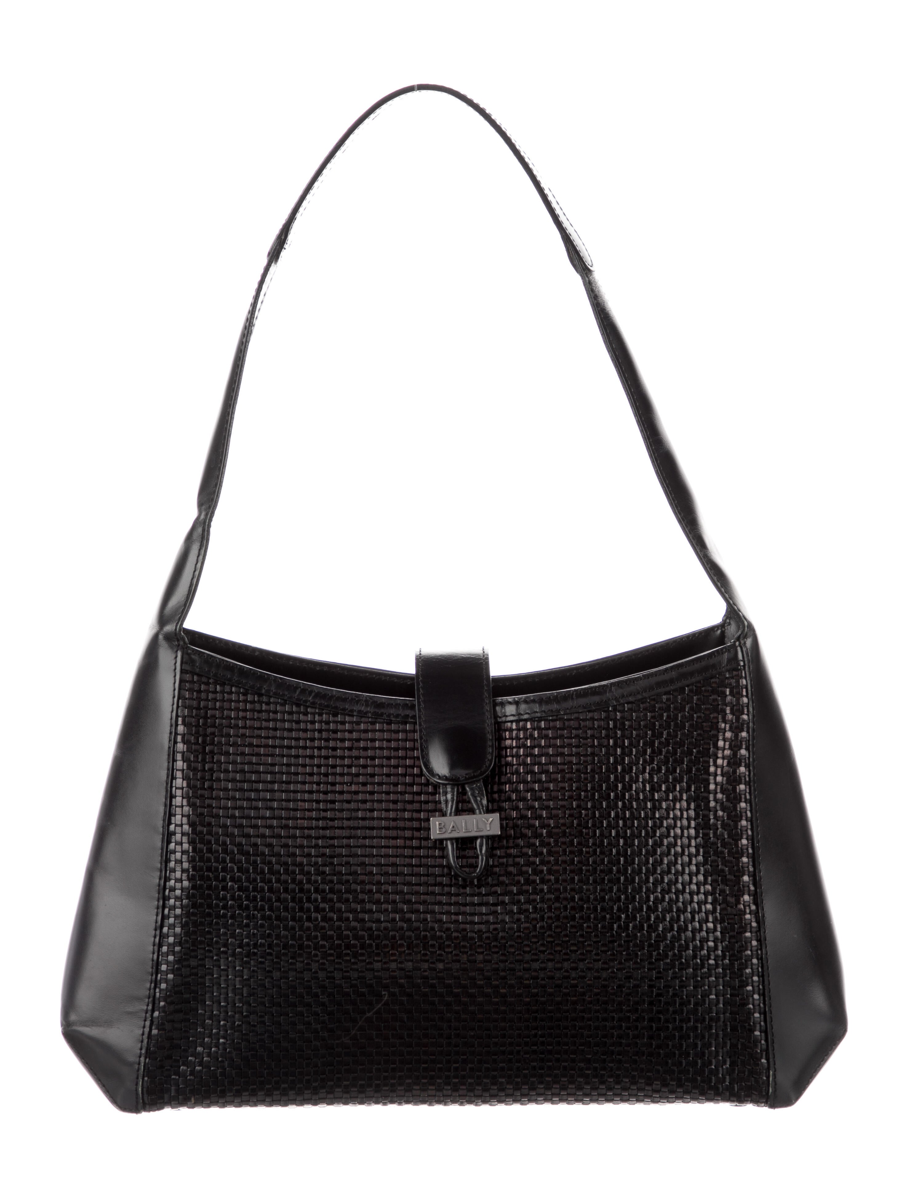 Bally Leather Woven Shoulder Bag - Black Shoulder Bags, Handbags ...